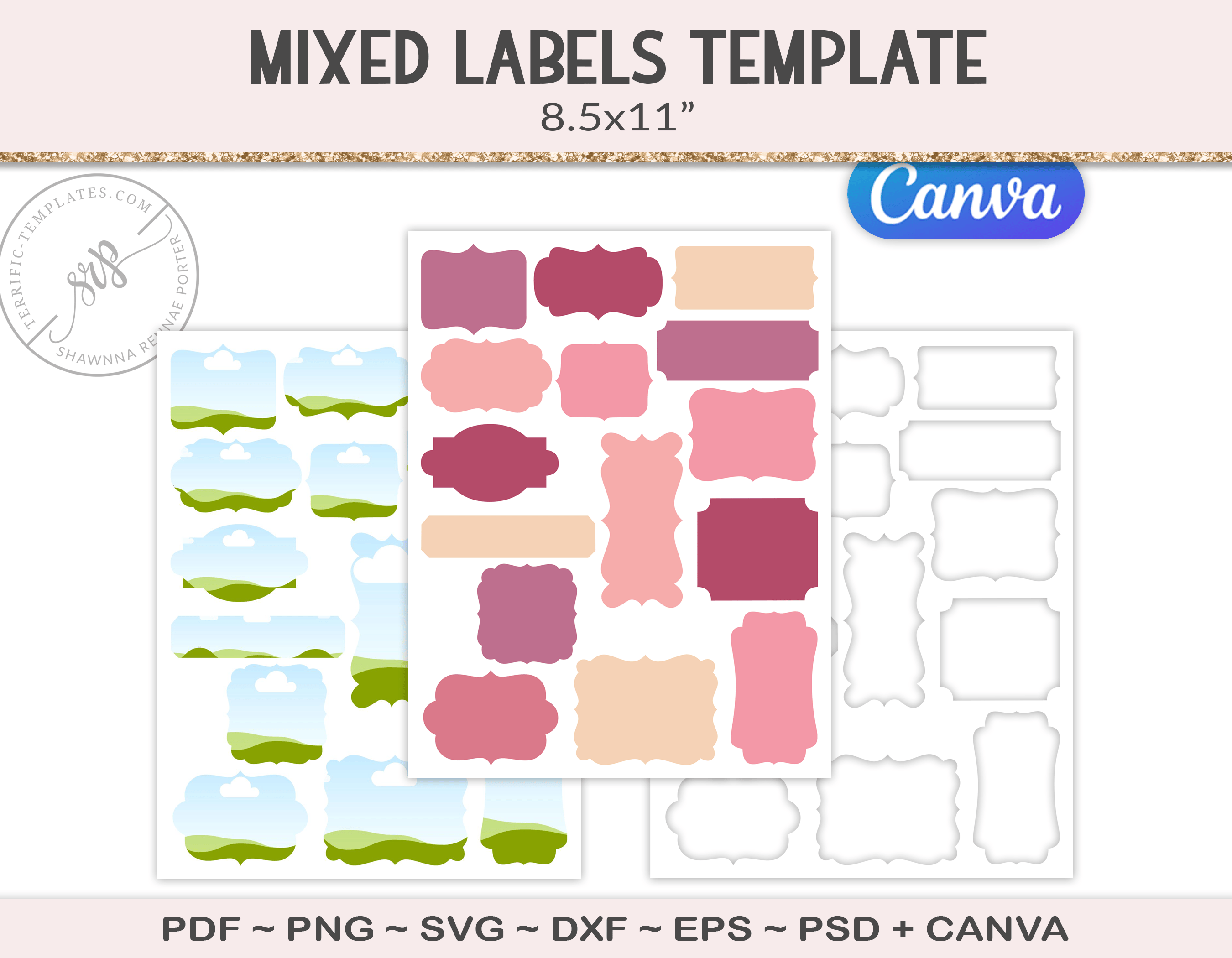 Mixed label collage sheet template (AG52)