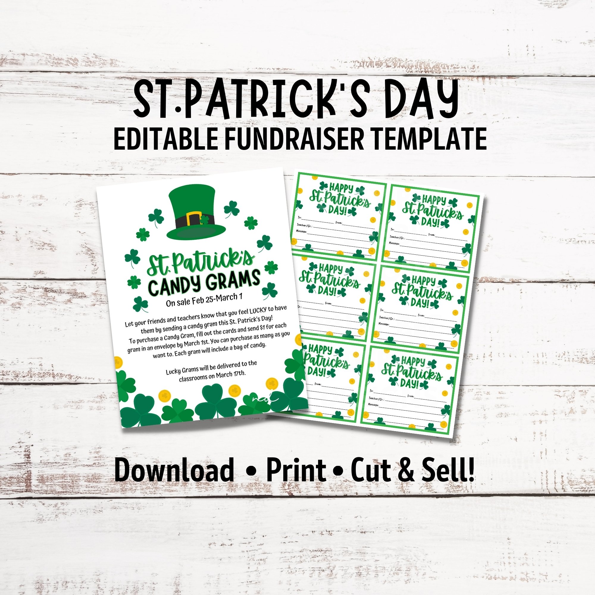 St. Patricks Day Candy Gram Fundraiser Flyer | Lucky Grams Fundraisers ...