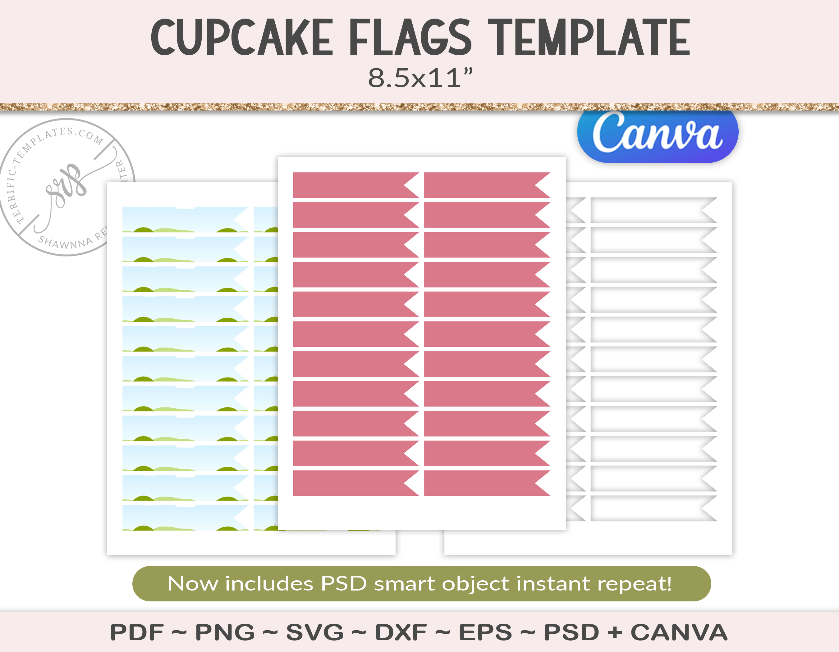 Mini cupcake flags template (AG85) - Payhip