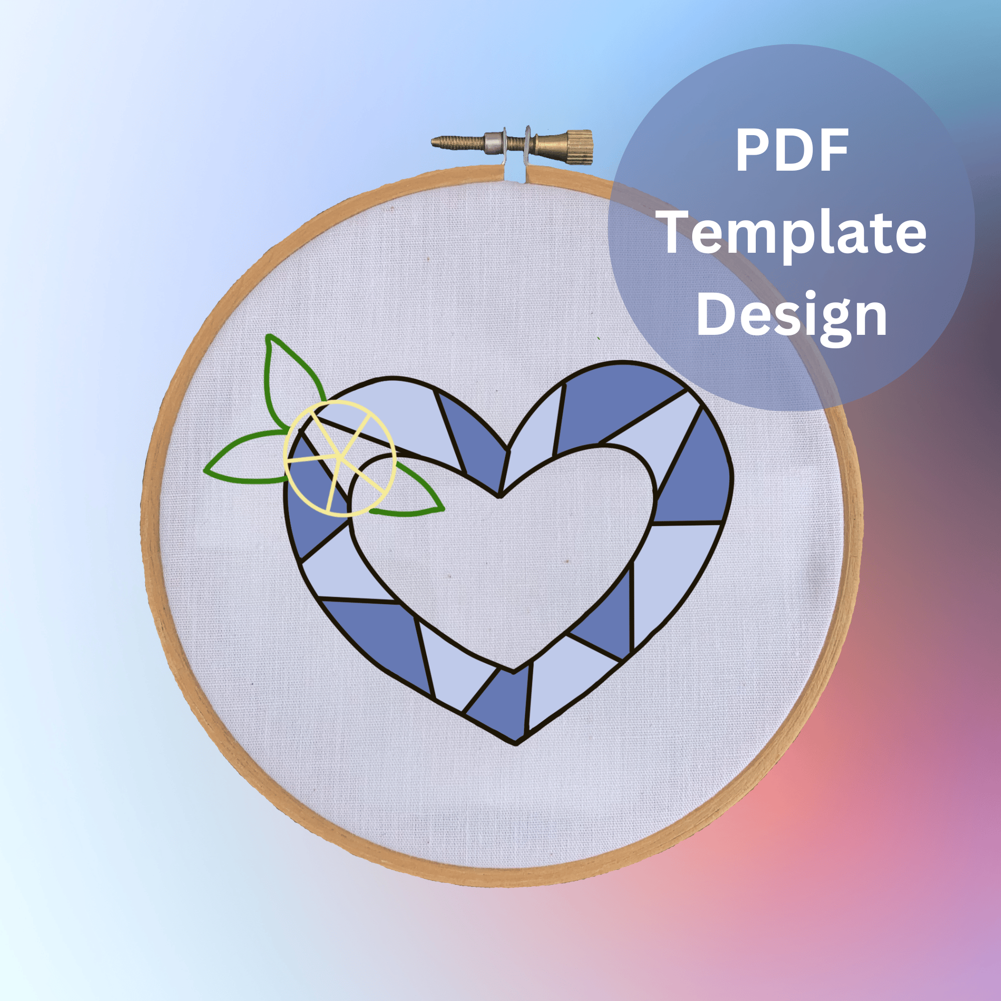 Blue Fractured Heart Hand Embroidery Pattern - DIY Design - Payhip