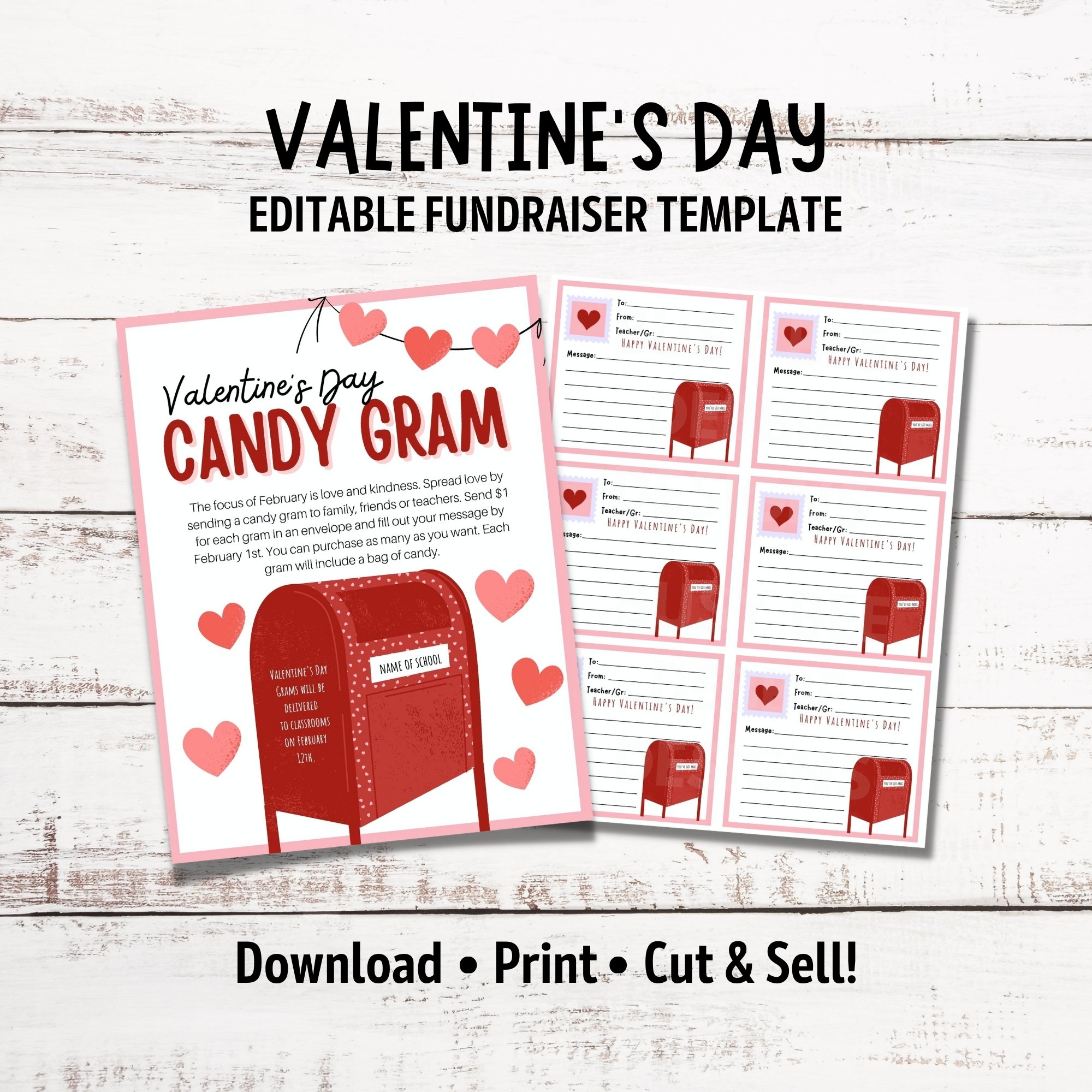 Editable Valentine's Day Candy Gram Flyer | Printable Valentine's Day ...