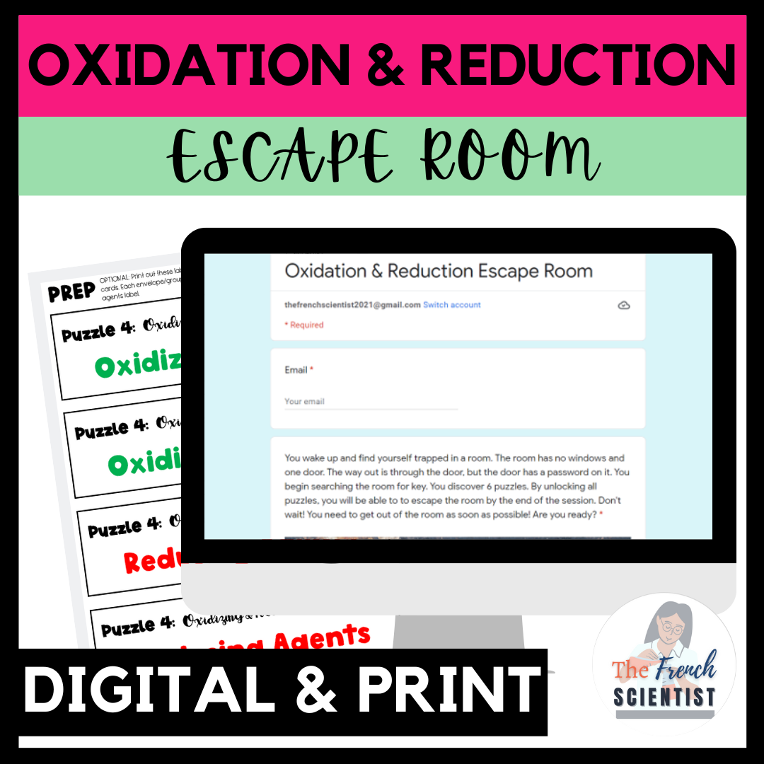 CHEMISTRY REDOX Oxidation & Reduction Escape Room Activity - Payhip
