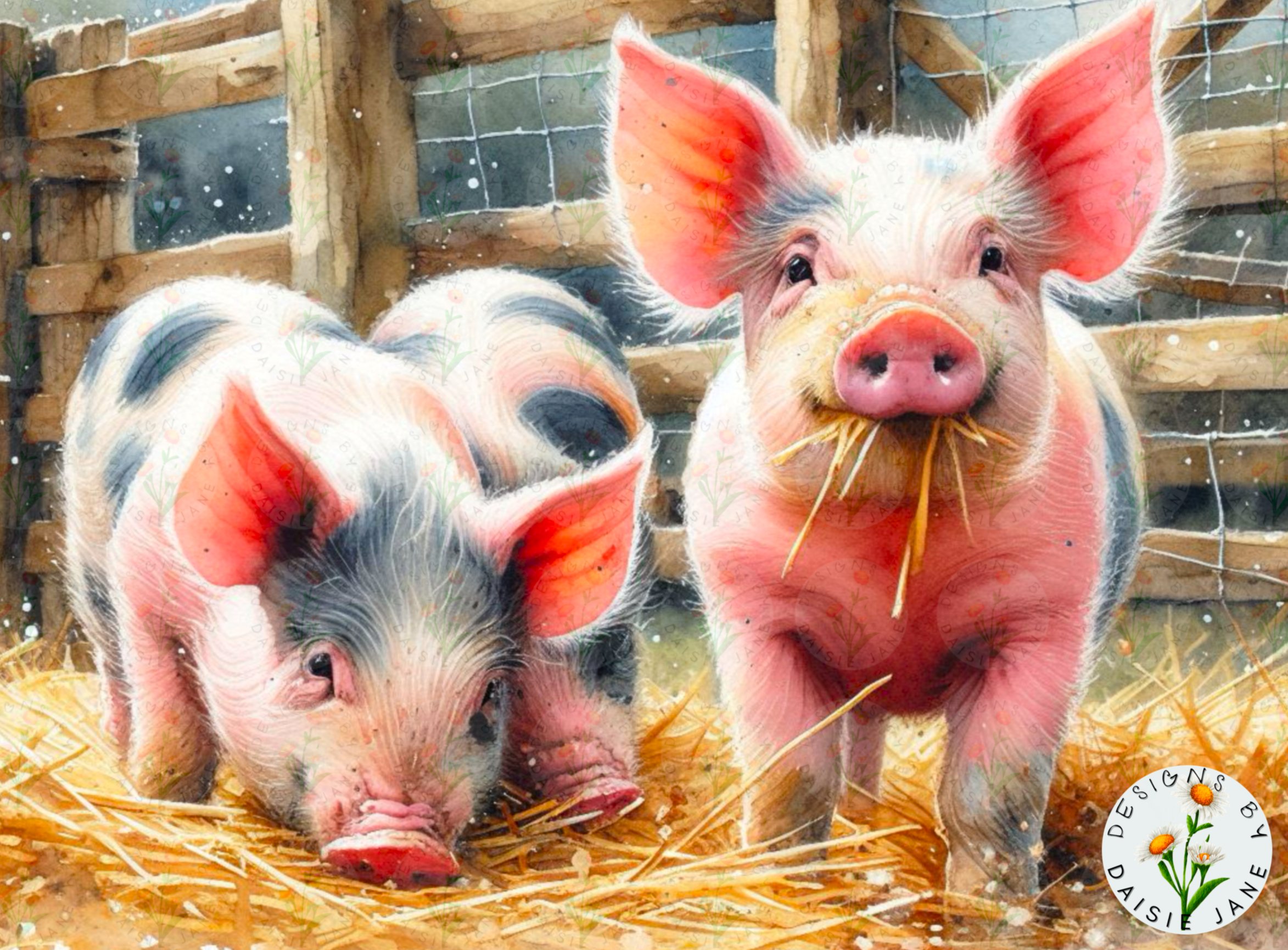 Piglets In The Straw *CHOPPING BOARD SIZE* - Payhip