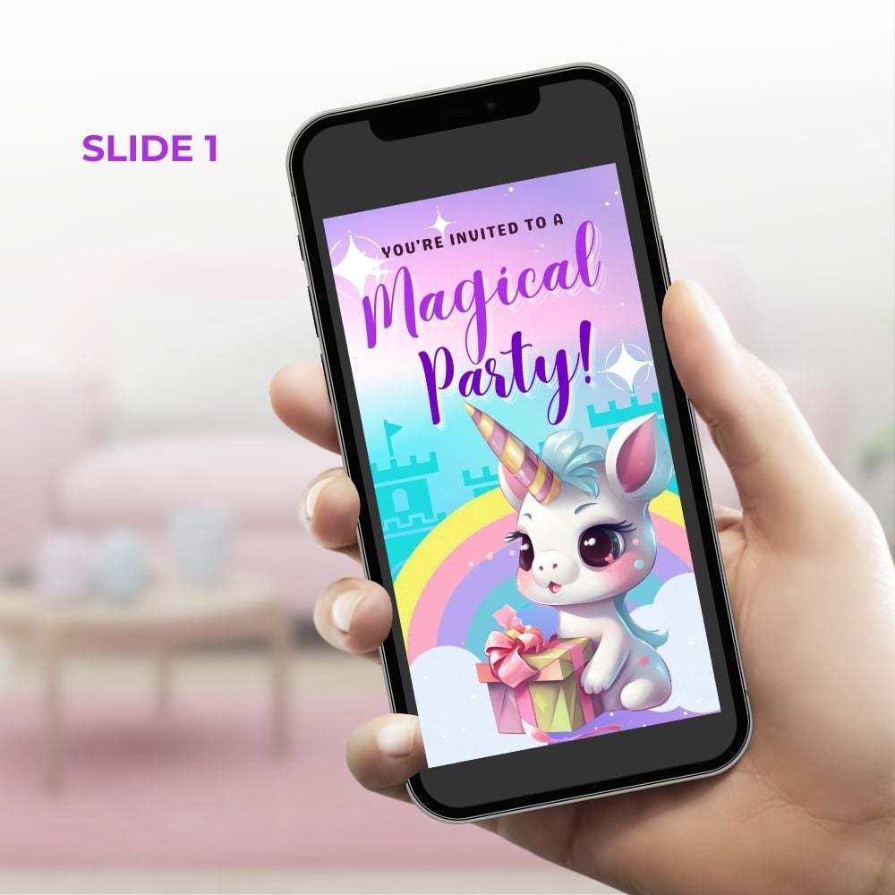 Video Birthday Digital Invitation, (Unicorn) - Payhip