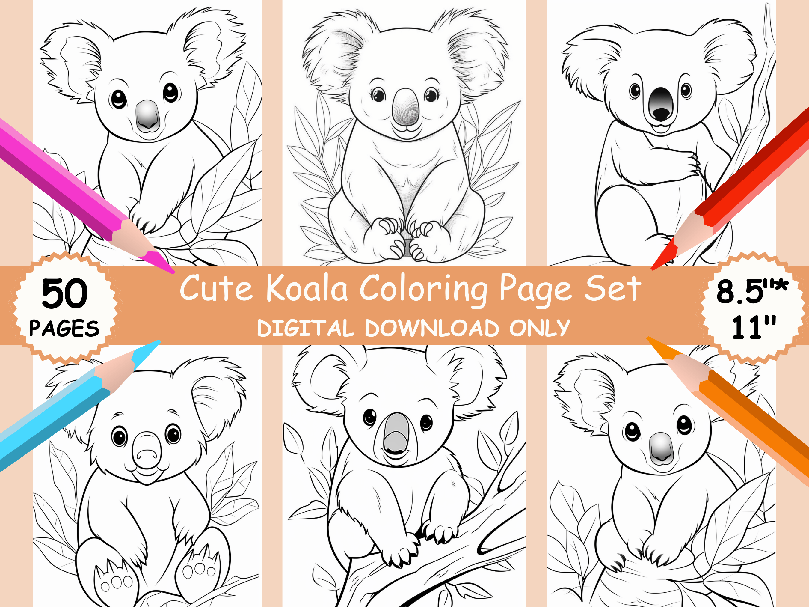 Cute Koala Coloring Pages for Creative Minds - Payhip
