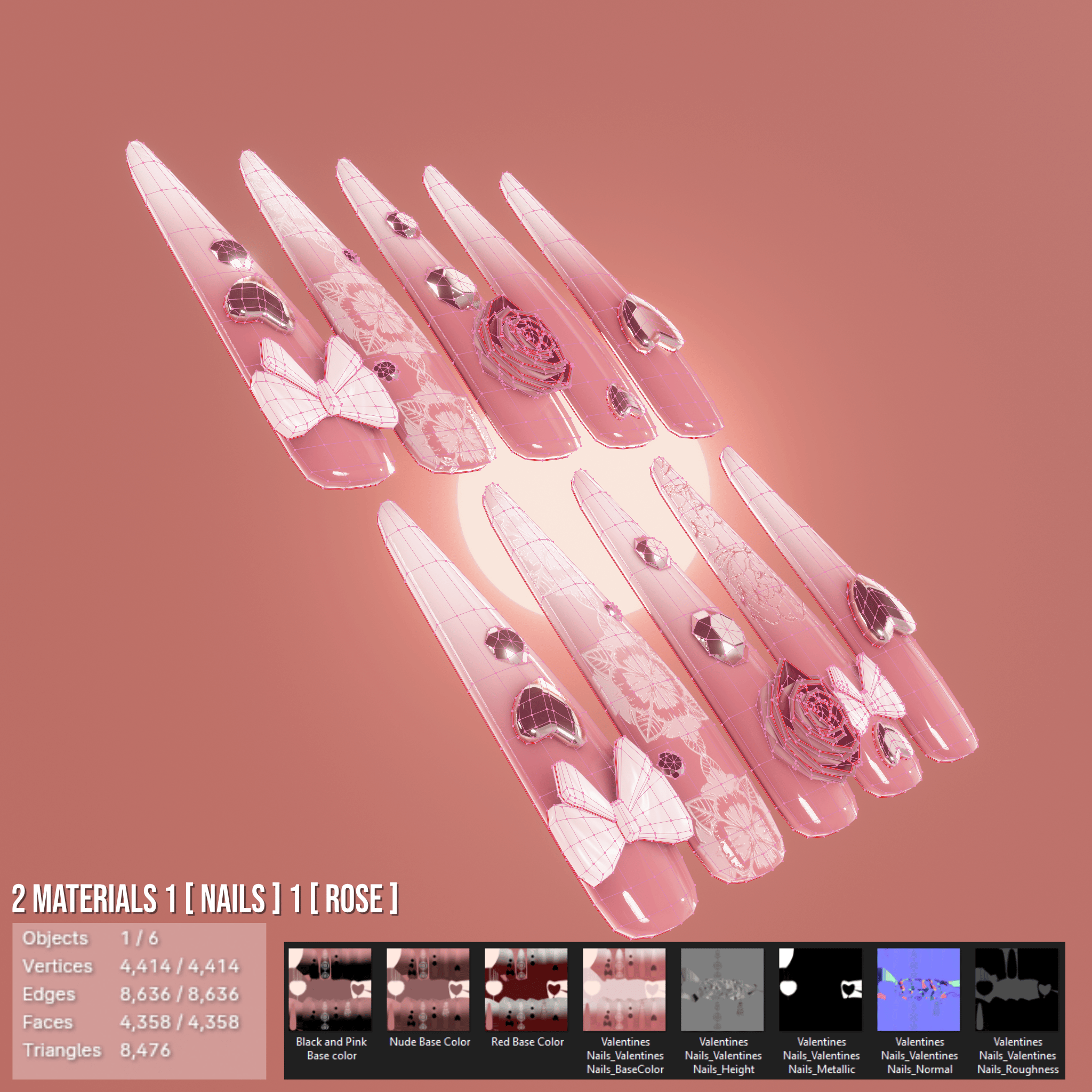 Valentine Nails - By Ryafalls 3D asset / VRChat - Payhip