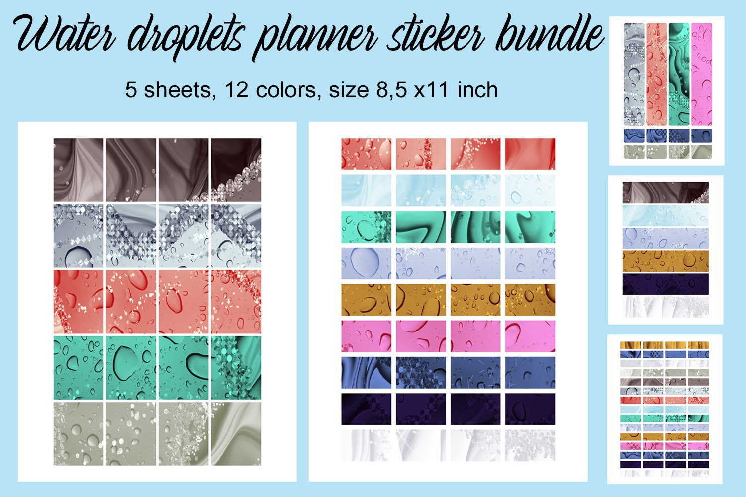 Water droplets planner sticker bundle - Payhip