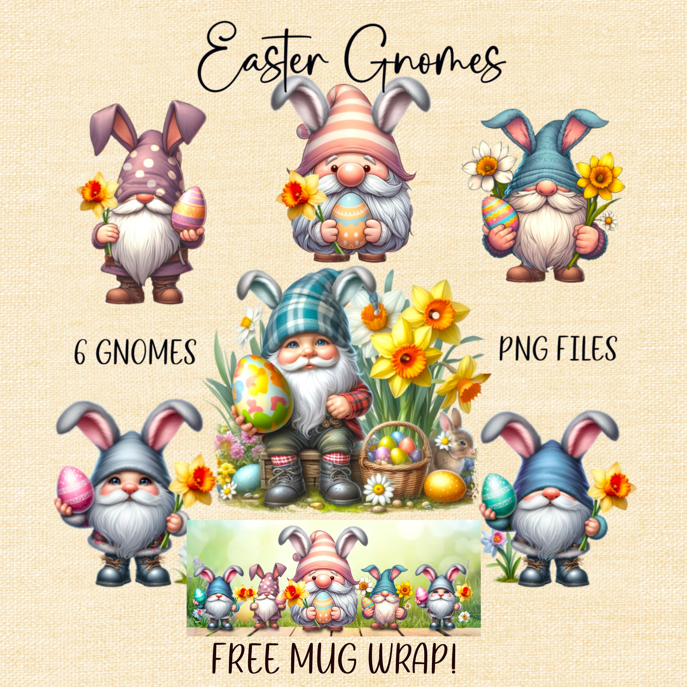 6 Easter gnomes/gonks. High quality 300dpi transparent PNGs in high ...