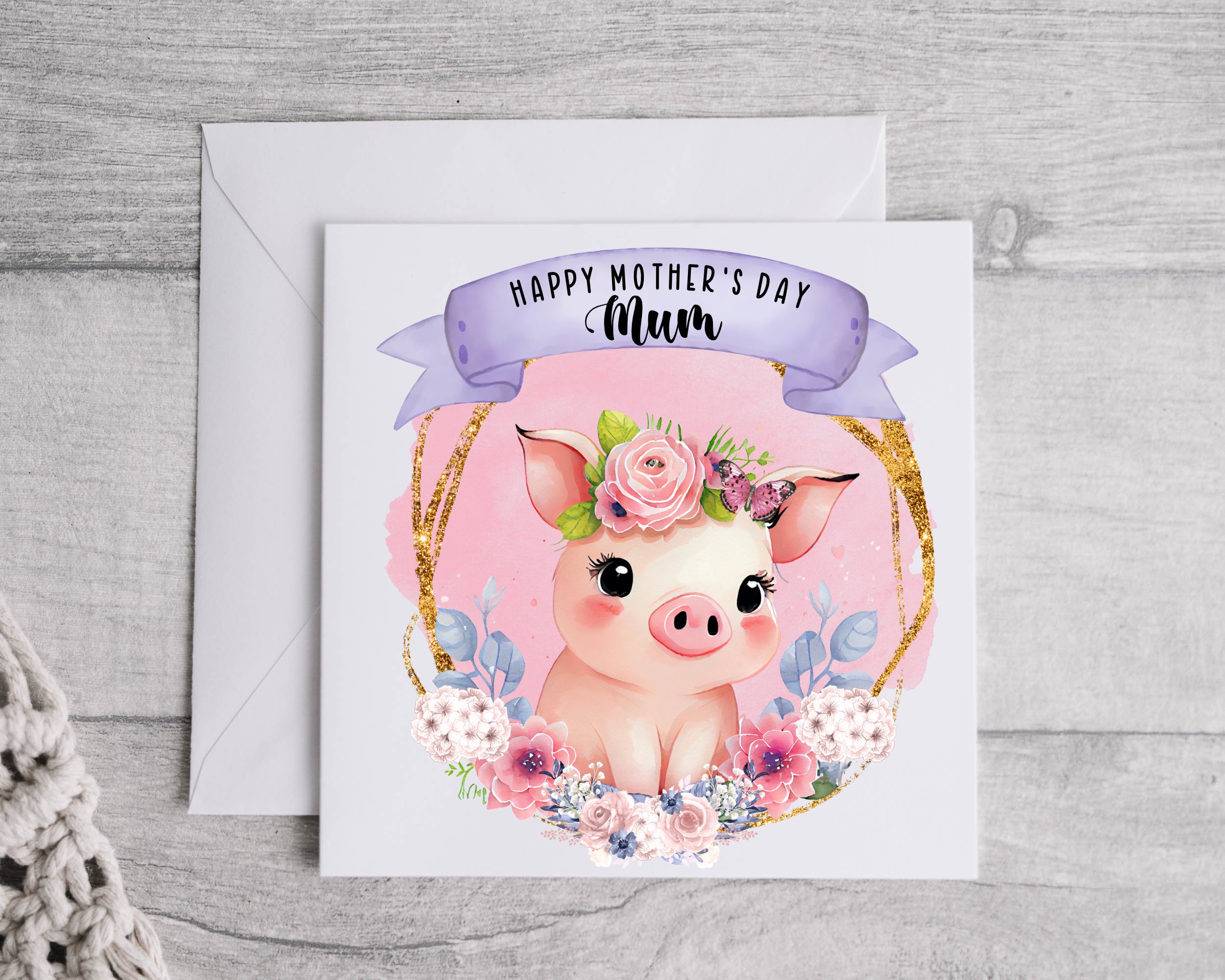 Floral Pig Mother's Day Card - Payhip