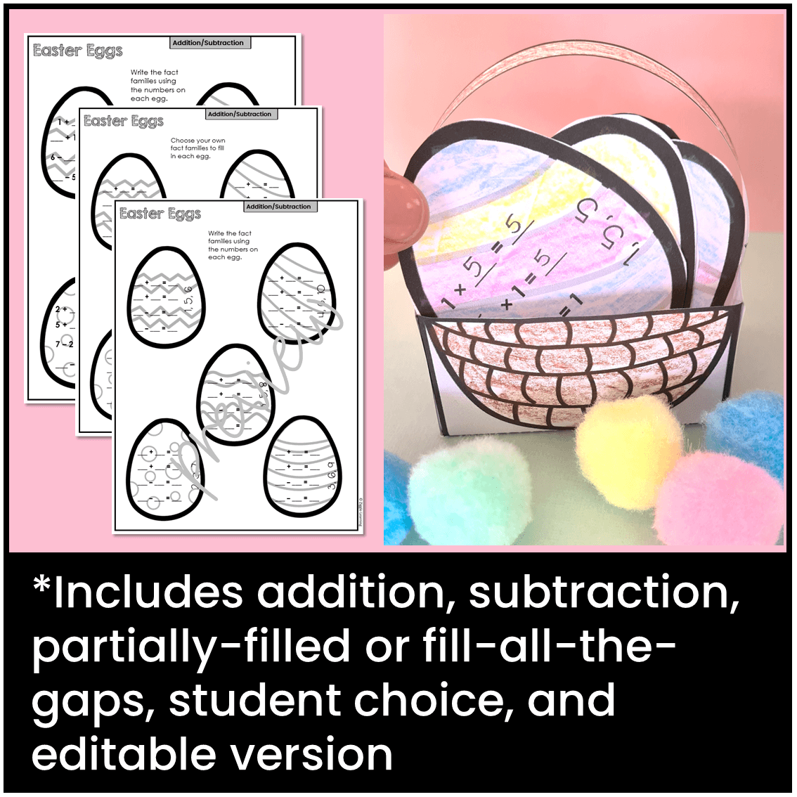 Easter Basket Fact Families Craft Math Activity