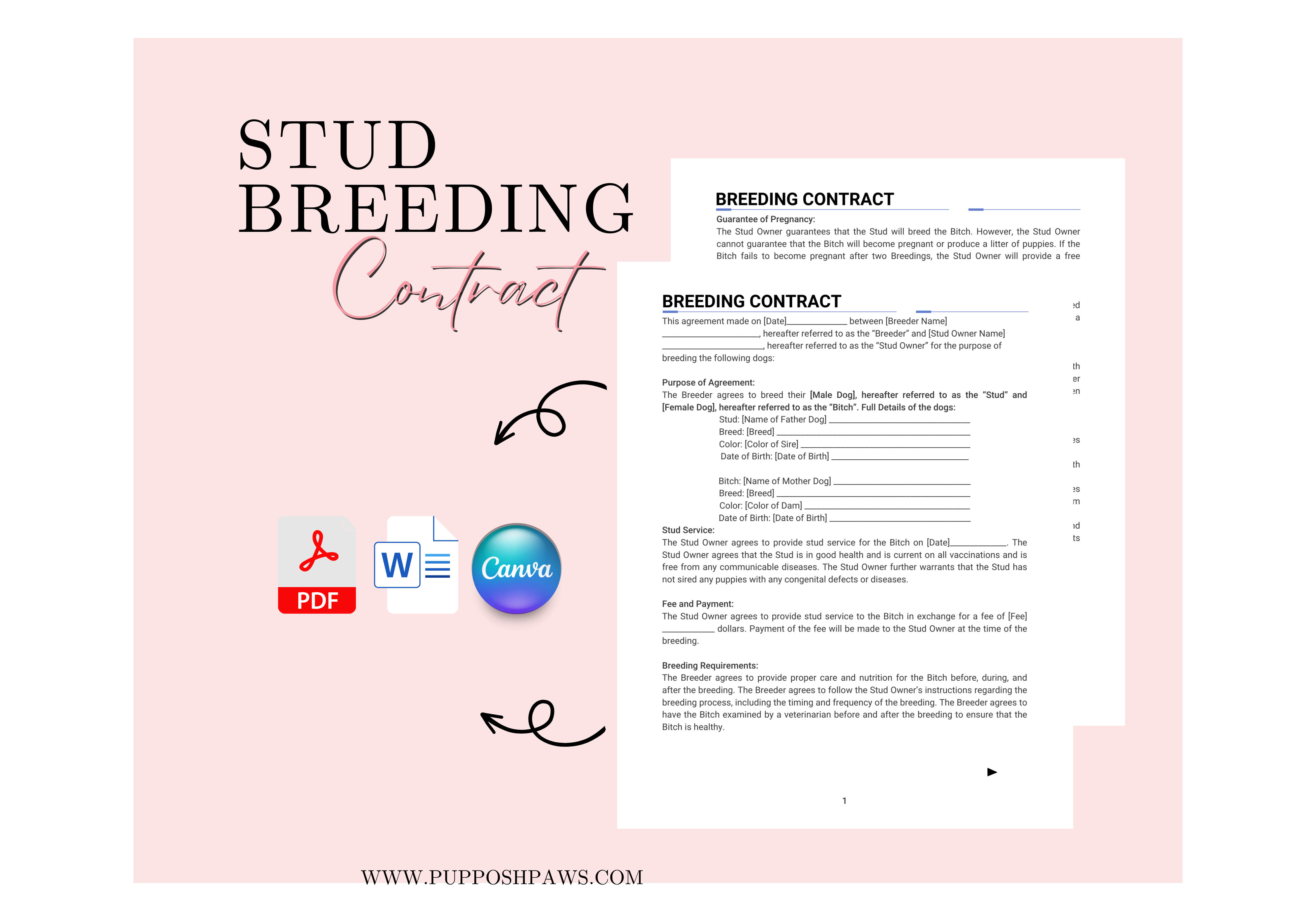 Stud Breeding Contract: Agreement Template for use of Dog for breeding ...