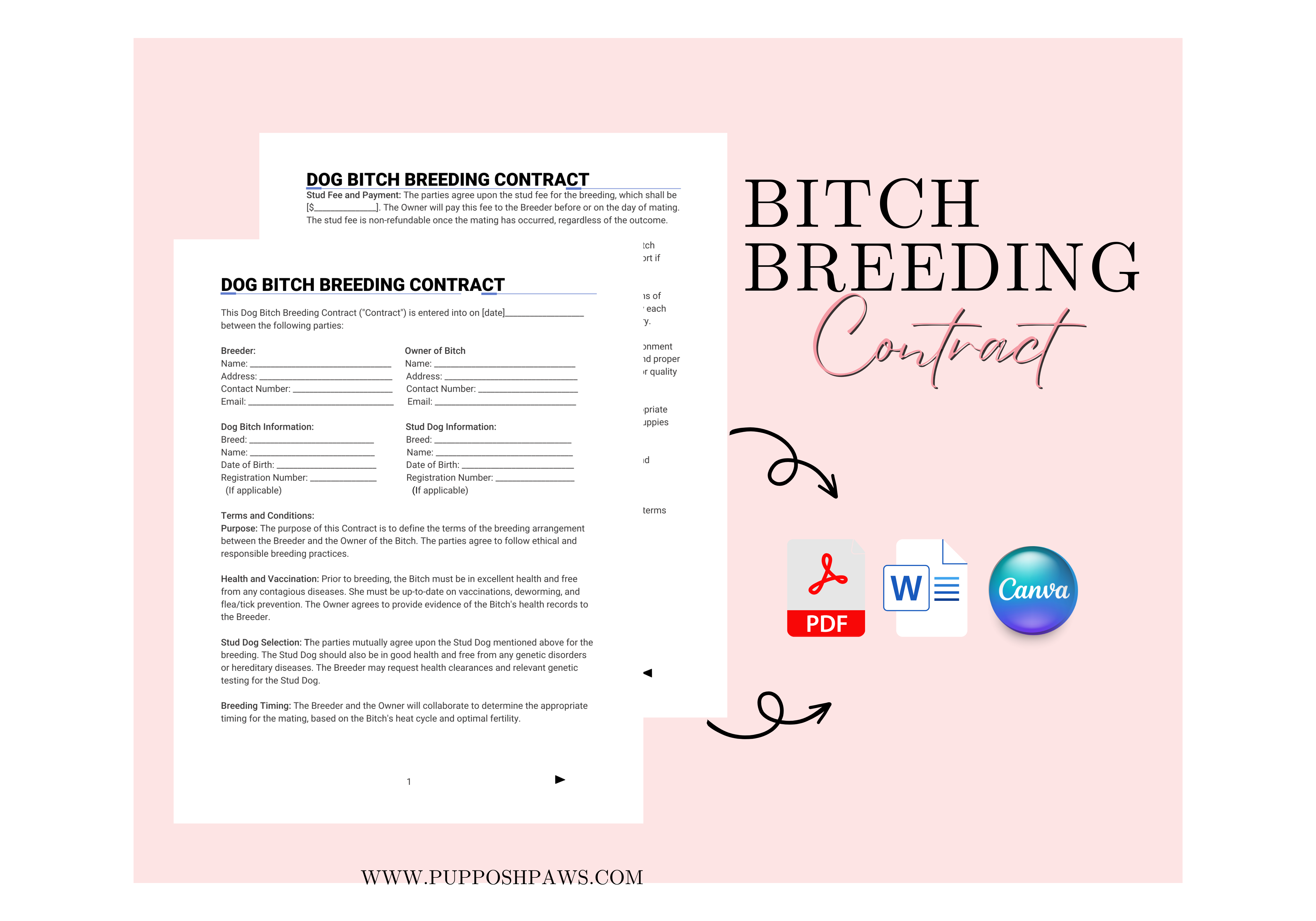 Bitch Breeding Contract: Breeding Agreement Template for use of Bitch ...