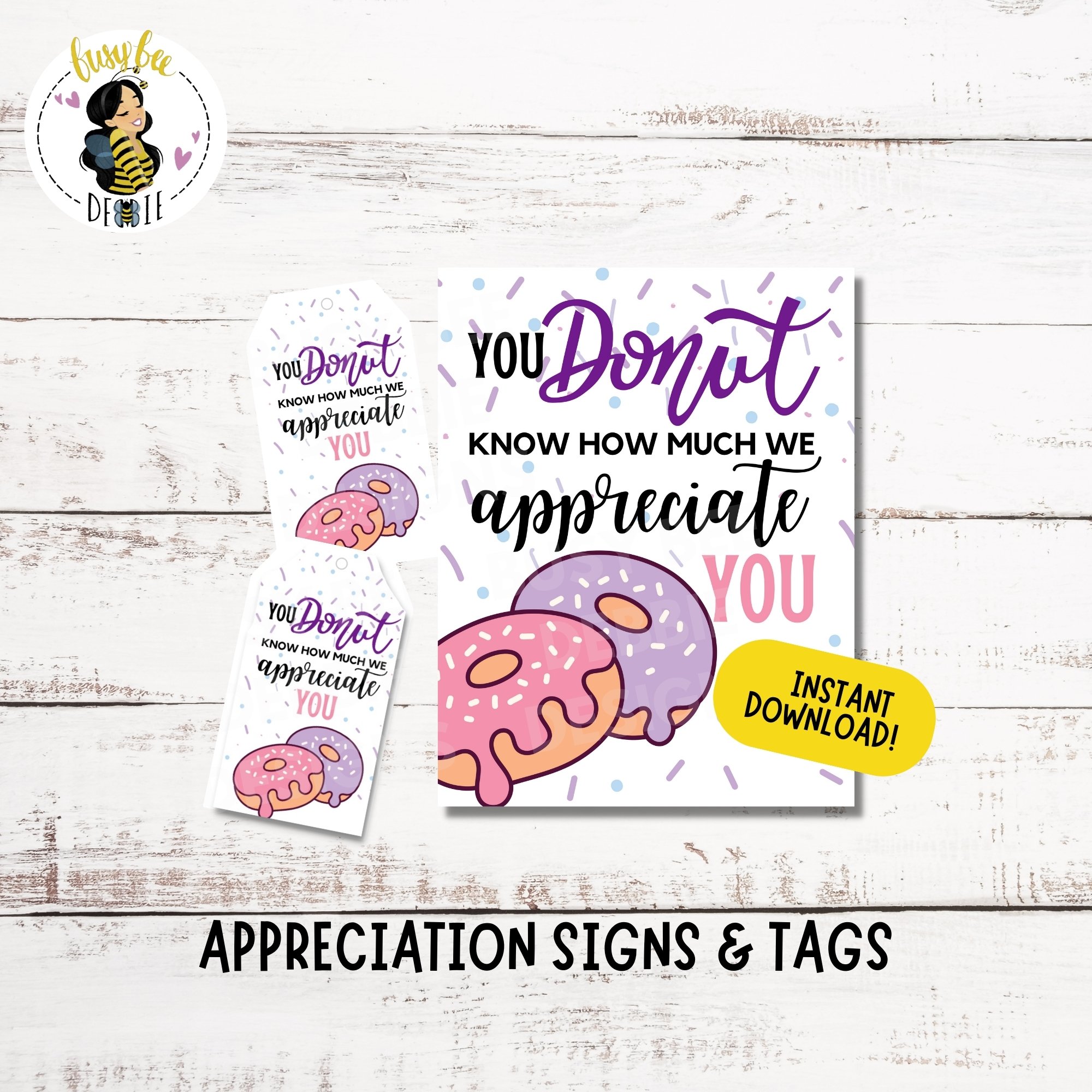 Printable Thank You Donut Treats | Valentine's Day Donut Treats | Thank ...