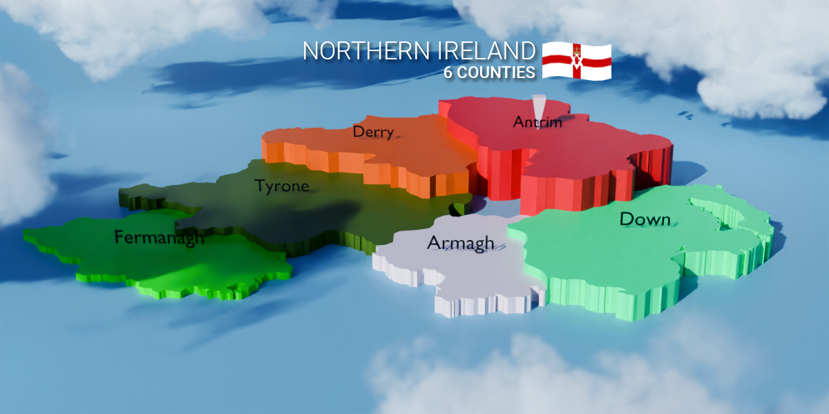 Northern Ireland 6 Counties Map (3D Pre-rendered Images) - Payhip