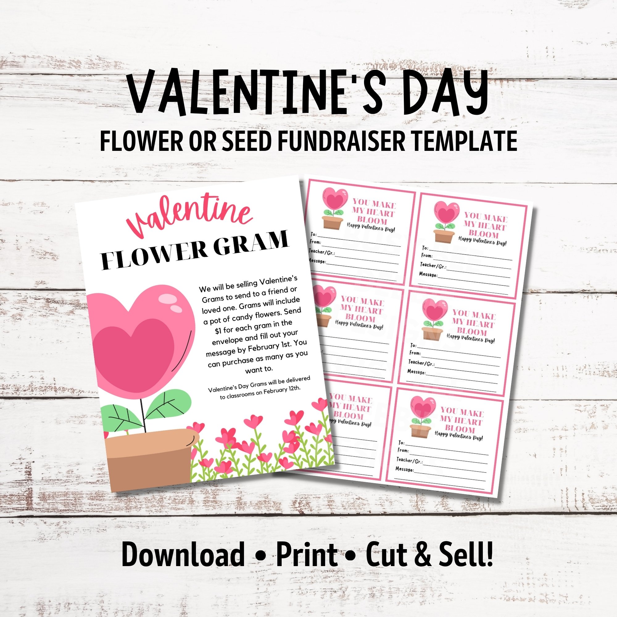 Editable Valentine Flower Fundraiser | Valentines Day Fundraiser Flyer ...