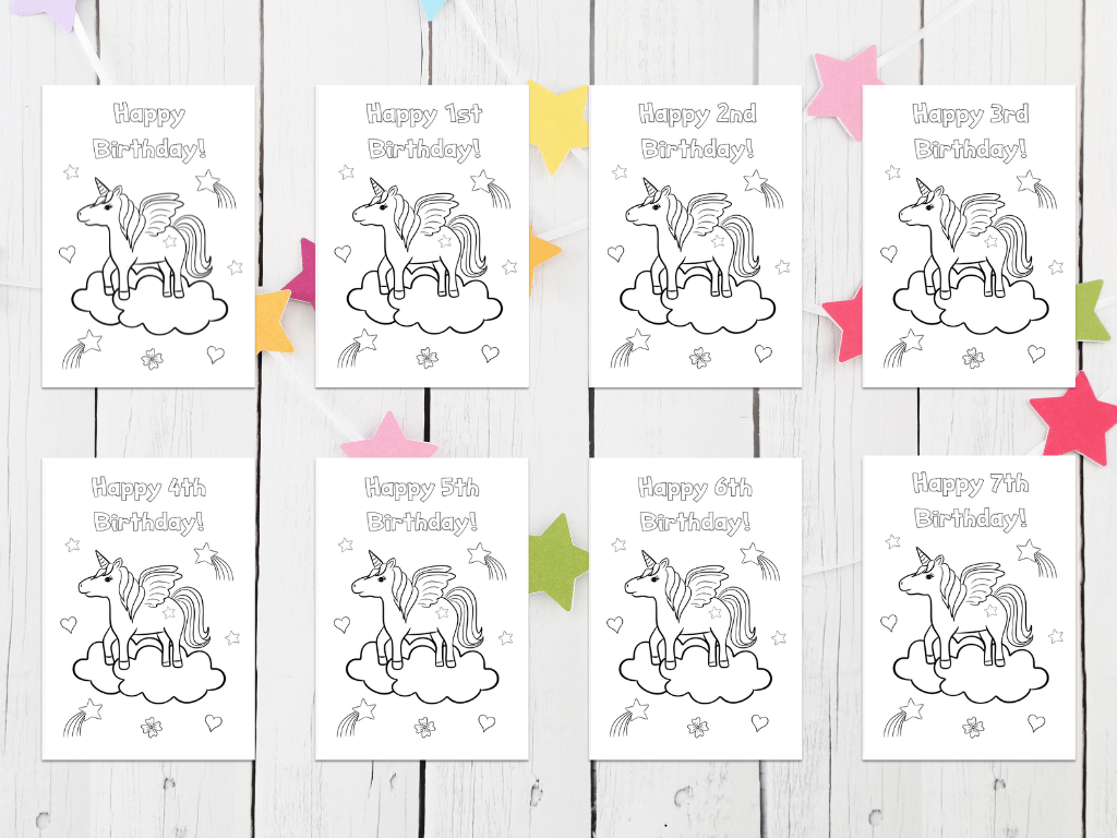Printable Unicorn Birthday Card