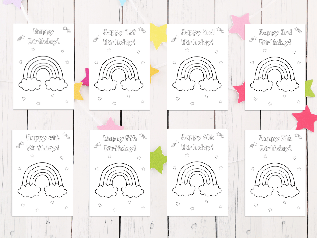 Printable Rainbow Birthday Card