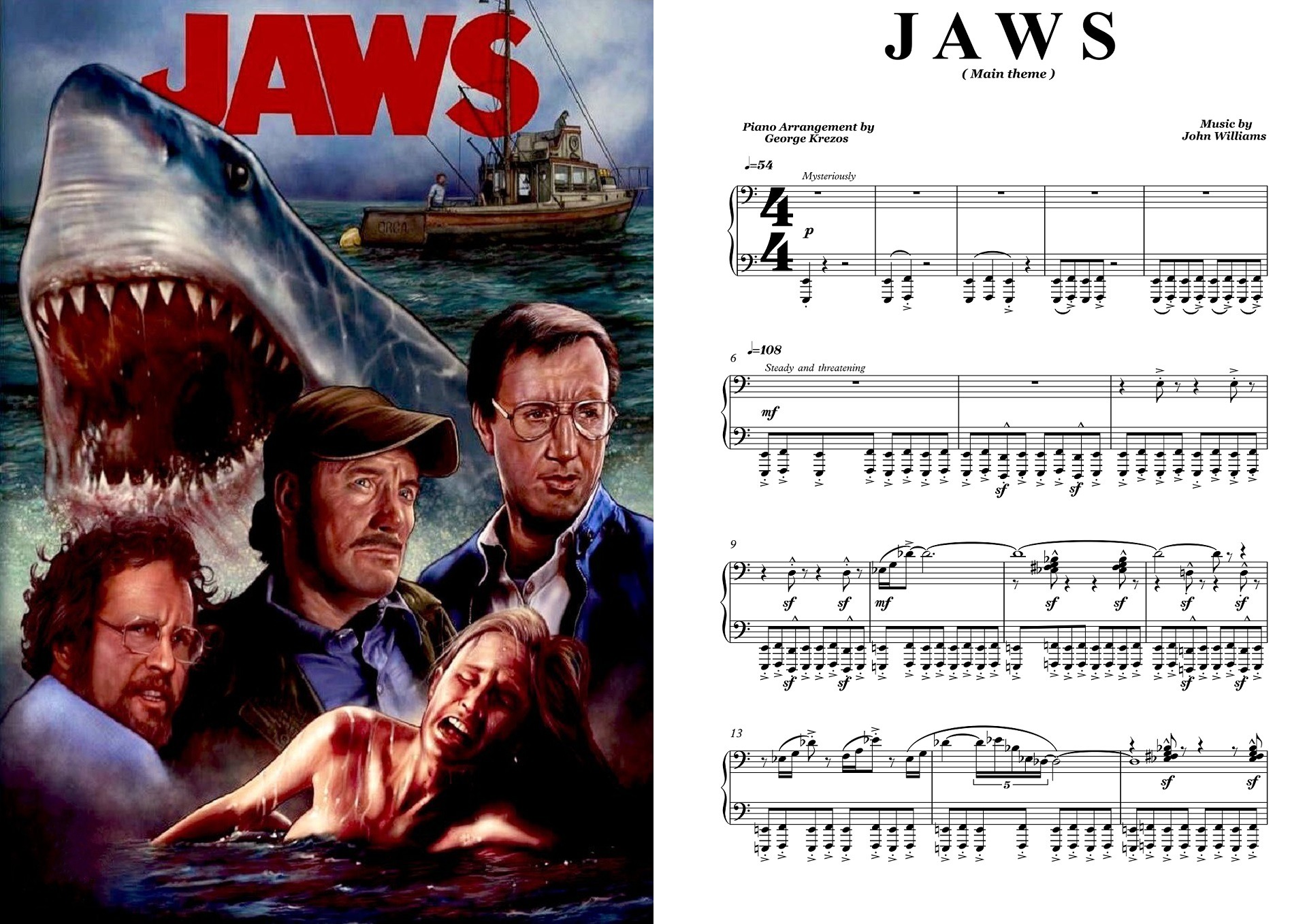 Theme from JAWS 1975 (Advanced Piano Solo) - John Williams