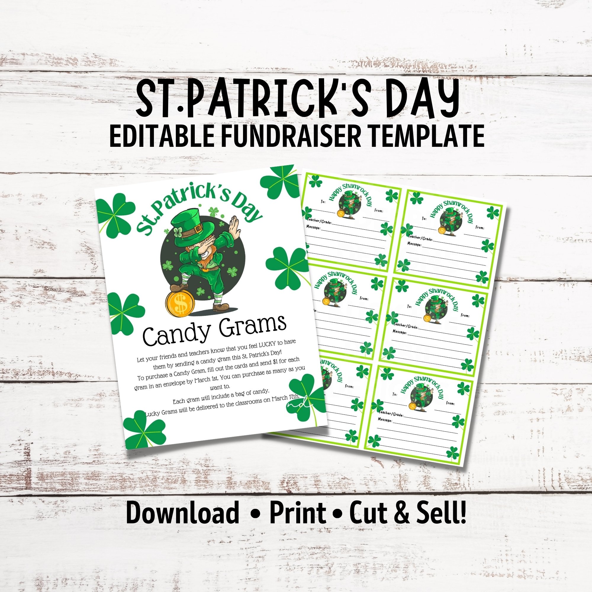 Lucky Gram Fundraiser Template for St. Patrick's Day | Editable Candy ...