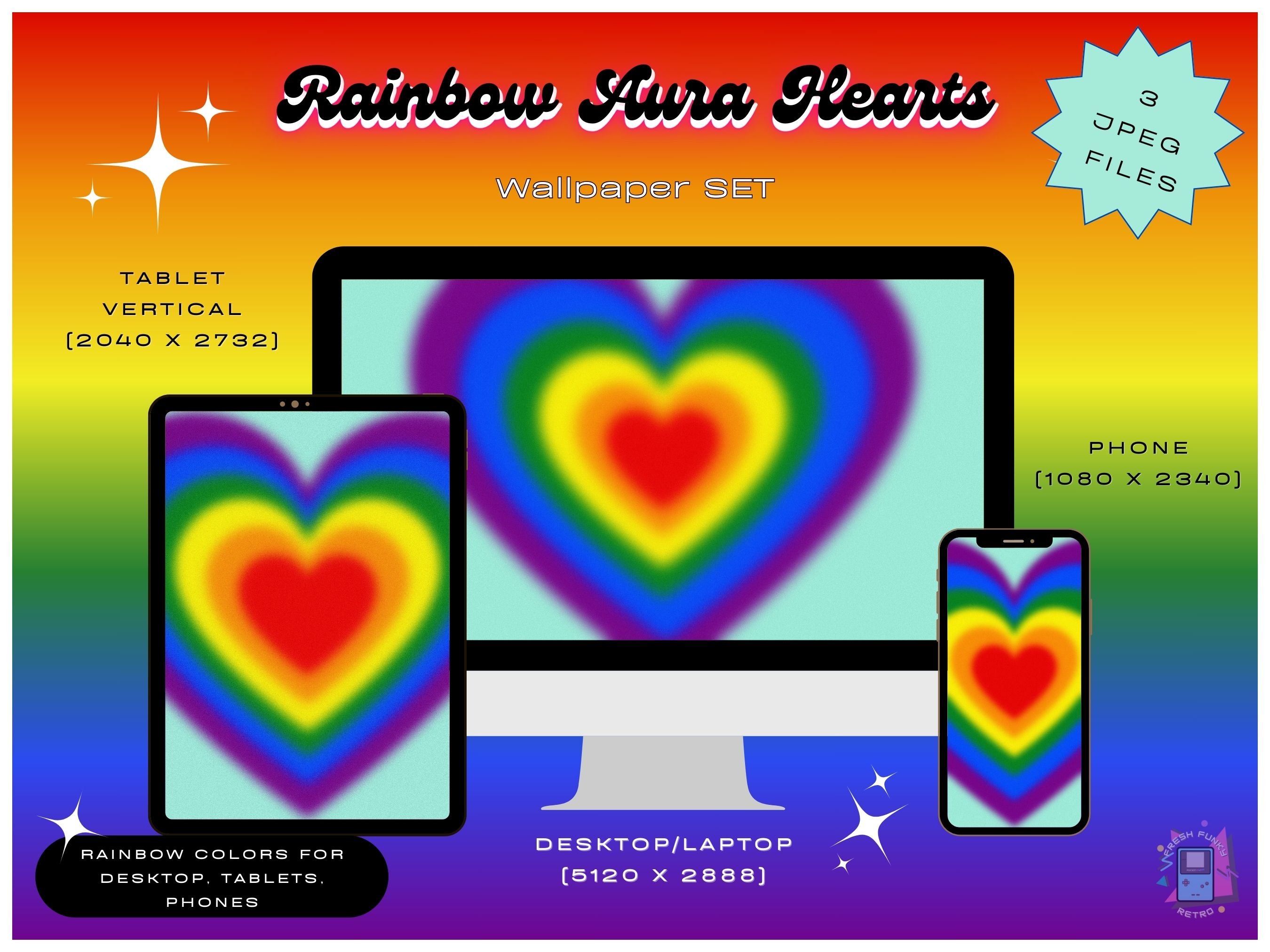 FREE iPhone iPad Android Desktop Pride Rainbow Aura Hearts Wallpapers ...