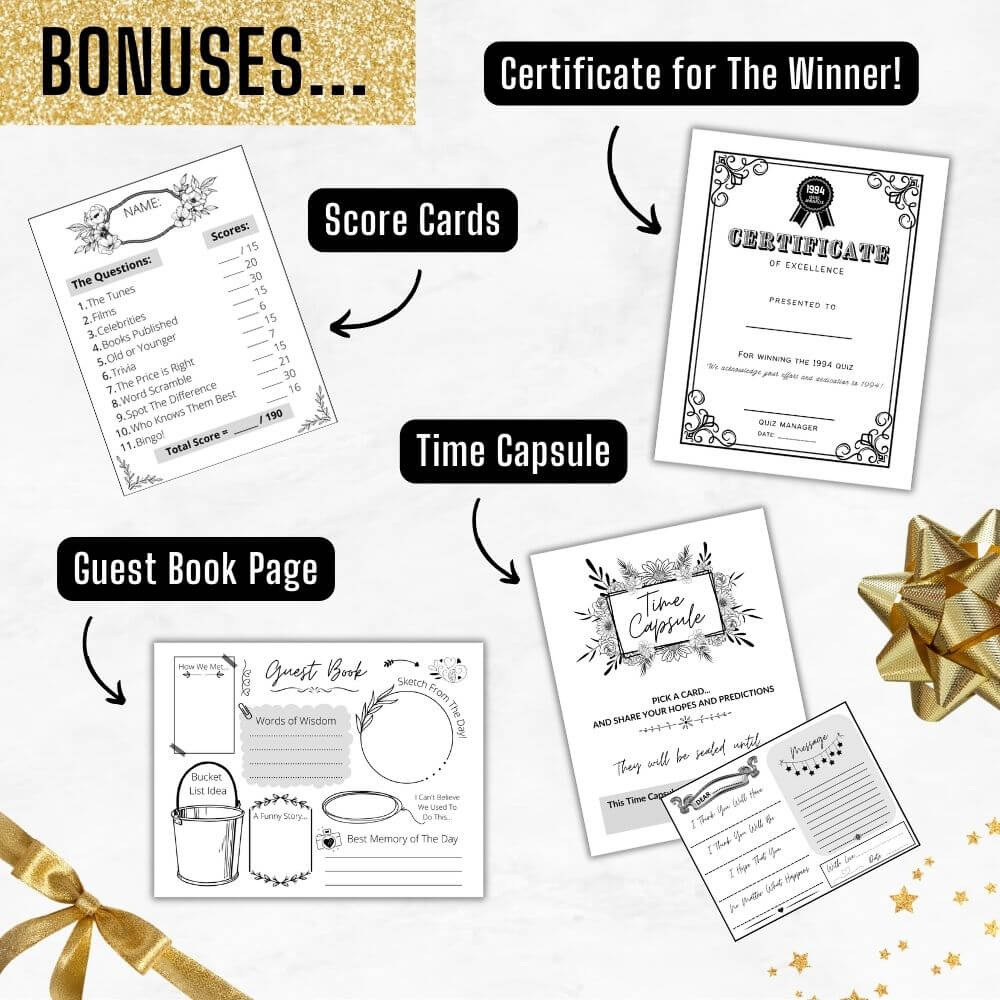 1994 BIRTHDAY PARTY GAMES Bundle With Guest Book & Time Capsule ...