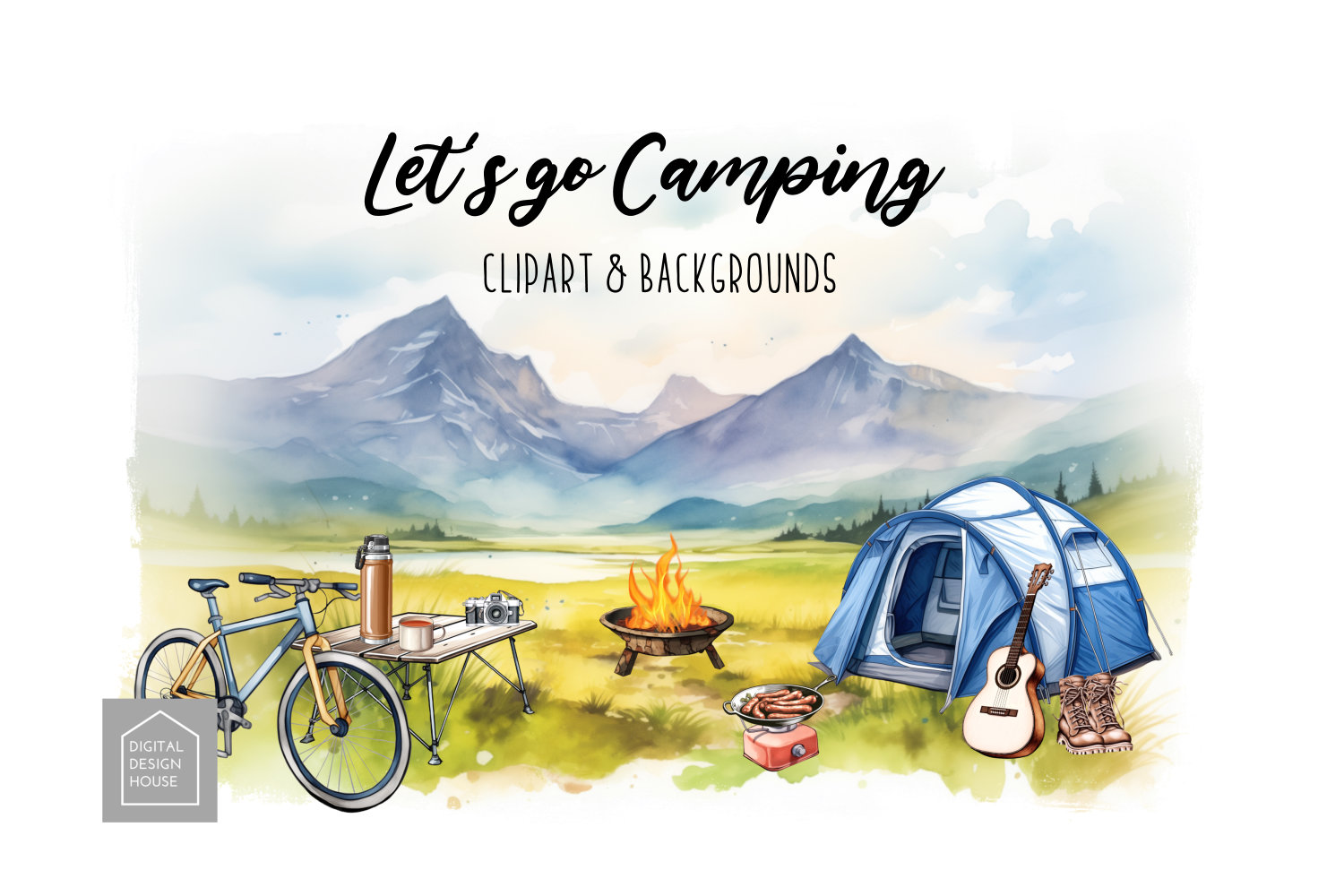 Camping Clipart Scene Builder Set with Clipart & Backgrounds - Payhip
