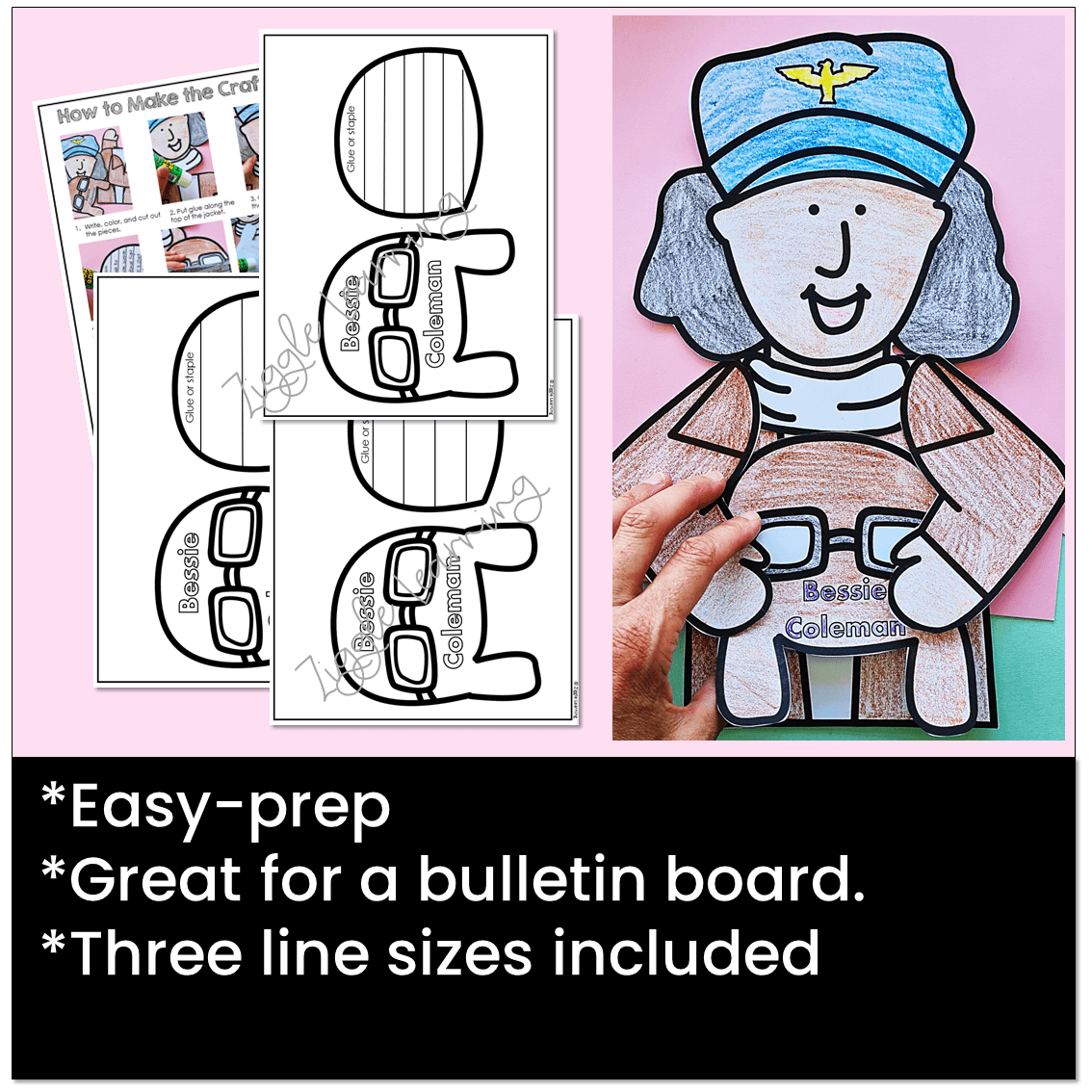 Bessie Coleman Writing Craft Activity Women's History Black History