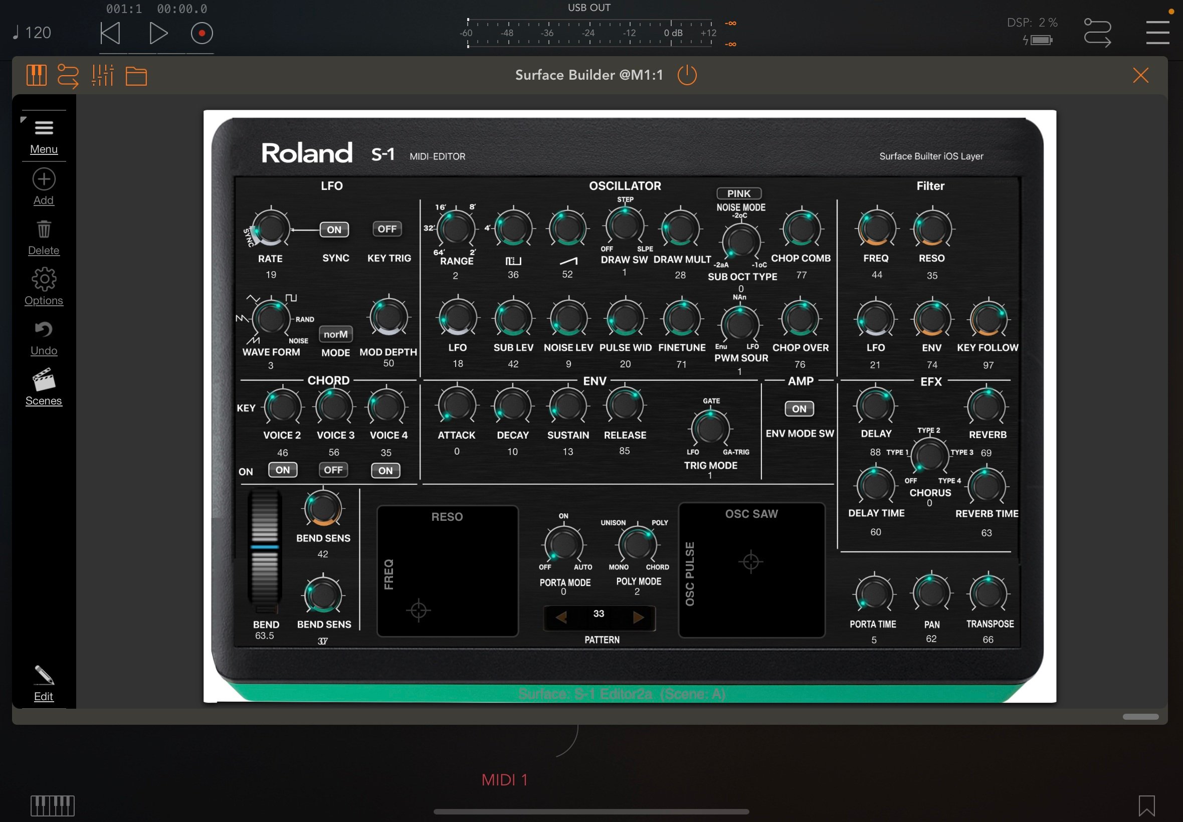 Roland S-1 iOS Editor Surface for the Midi Controller App "Surface ...