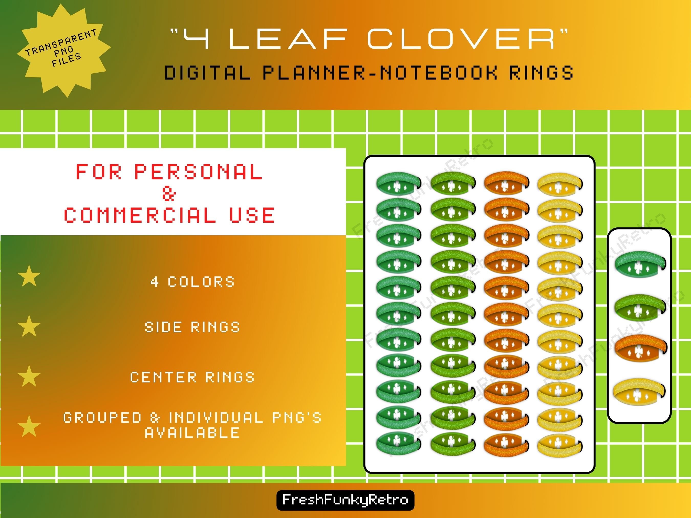 4 Leaf Clover Digital Happy Planner Rings | St. Patrick's Day Digital ...