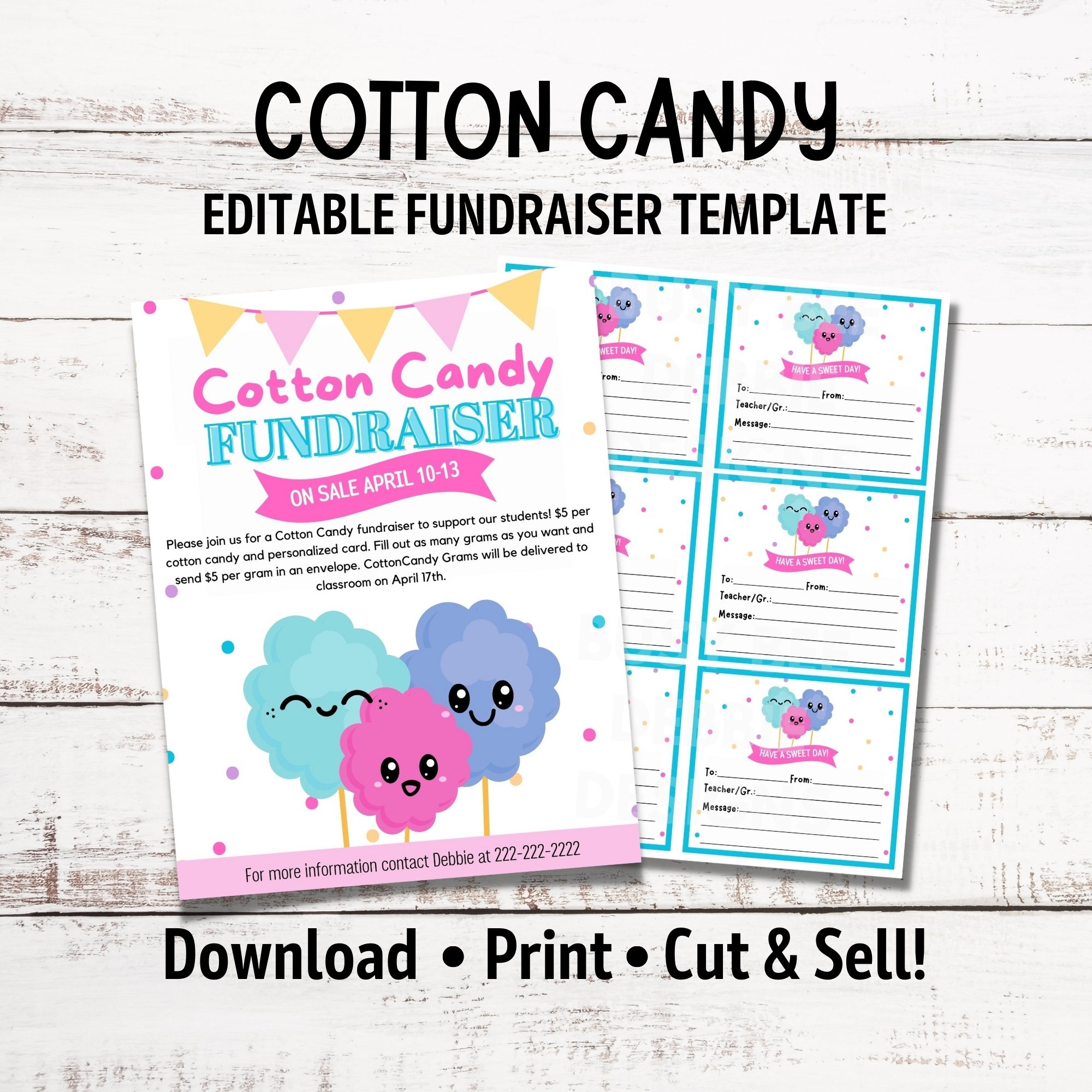 Editable Cotton Candy Fundraiser Template | Easter Cotton Candy School ...