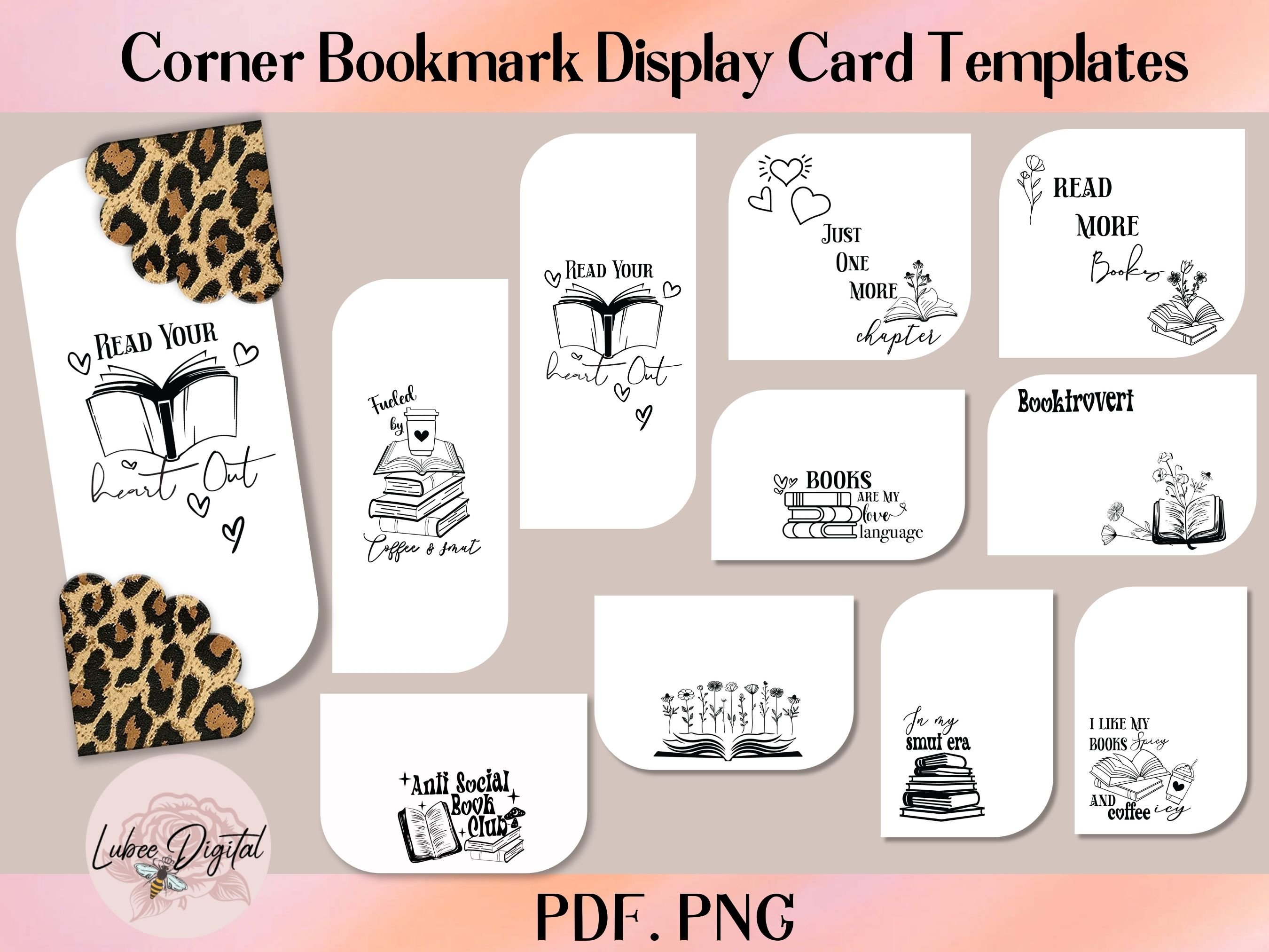 Corner Bookmark Sleeve Template SVG,Bookmark Packaging cut files ...