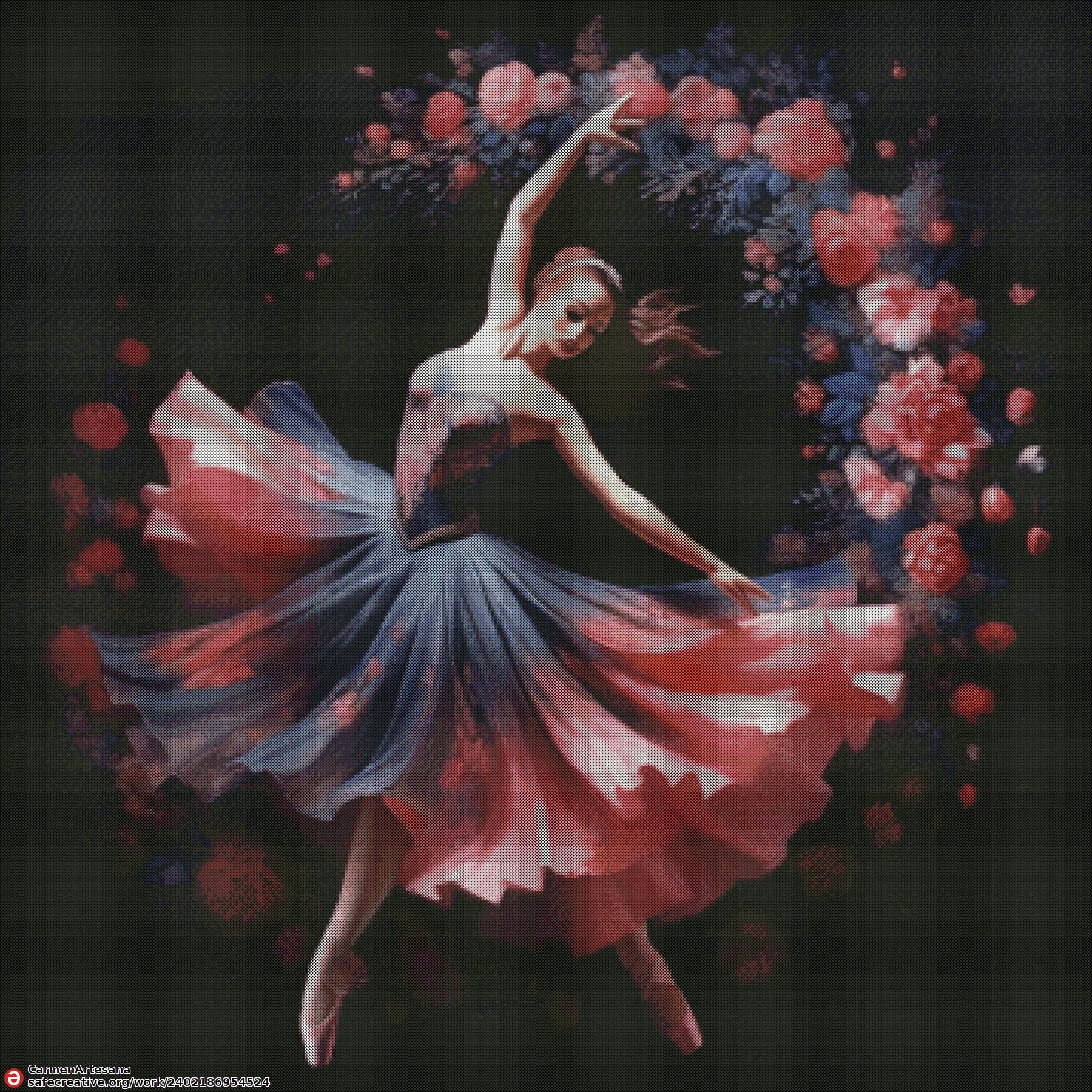 The roses dancer, PDF cross stitch pattern, grafico punto cruz - Payhip