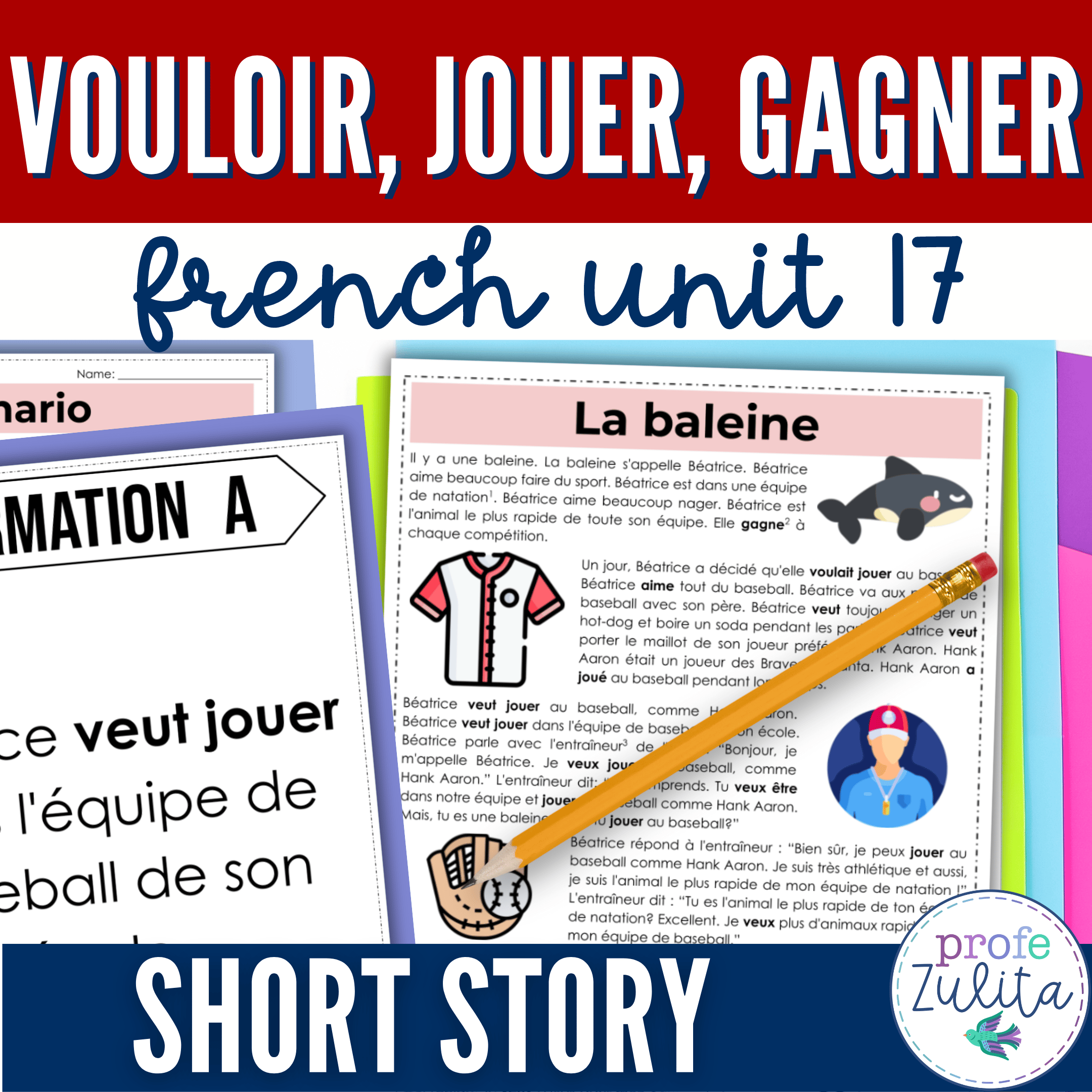 French Unit 17 - Reading Comprehension Activities- Sports vouloir ...