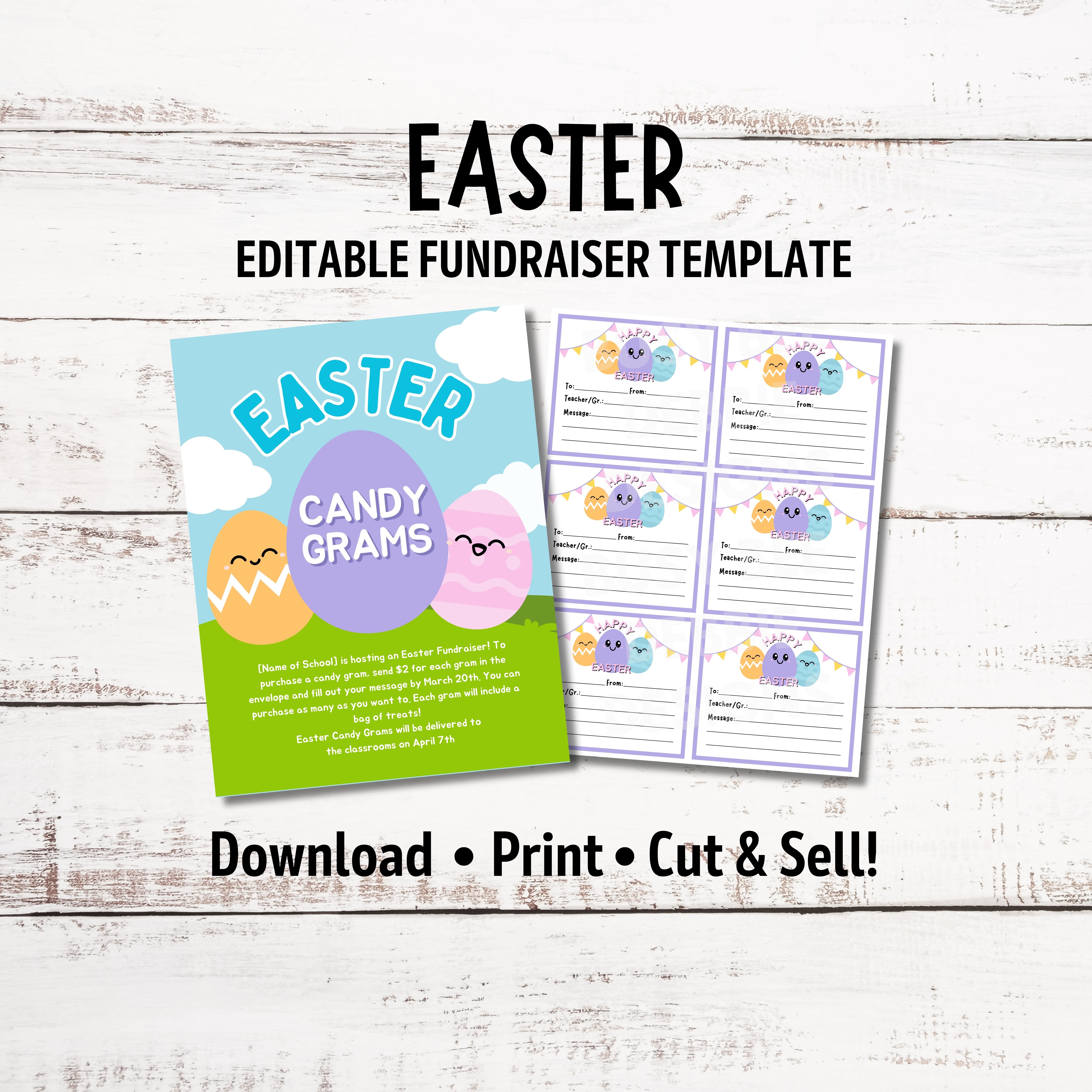 Editable Easter Candy Gram Flyer, Easter Egg Candy Gram Fundraiser ...