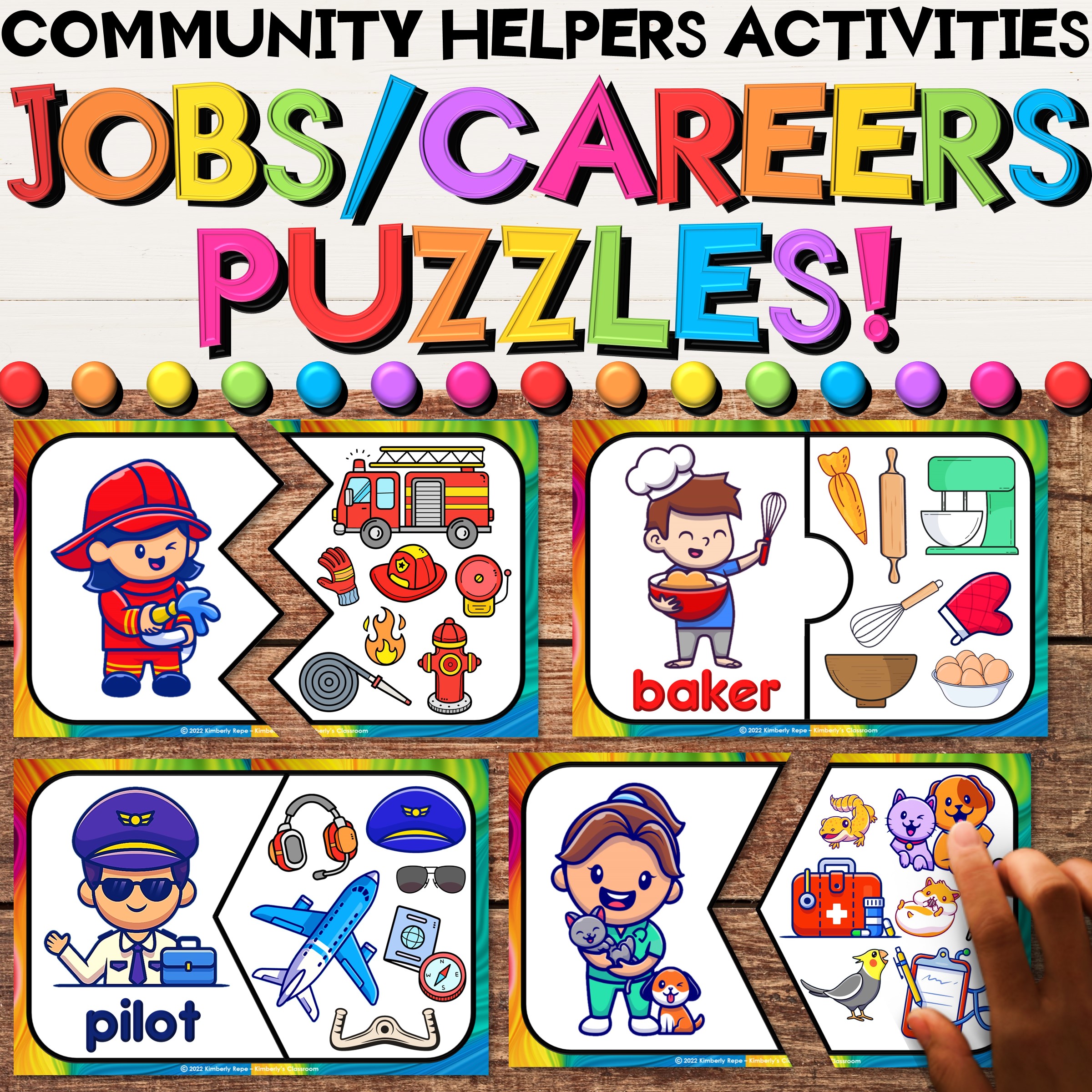 Community Helpers & Equipment Puzzle Activities for Job & Career ...
