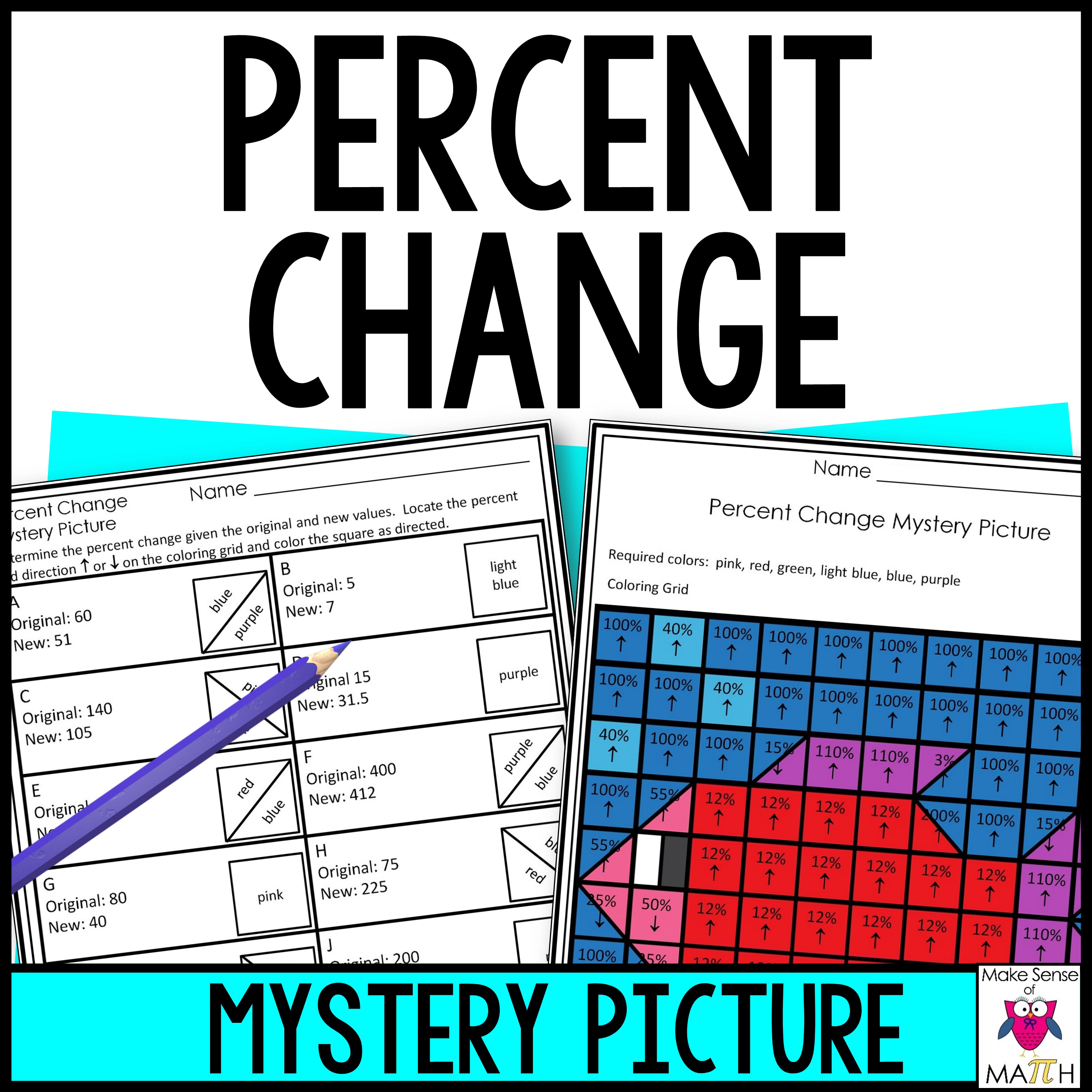 Percent of Change Mystery Picture Activity Worksheet