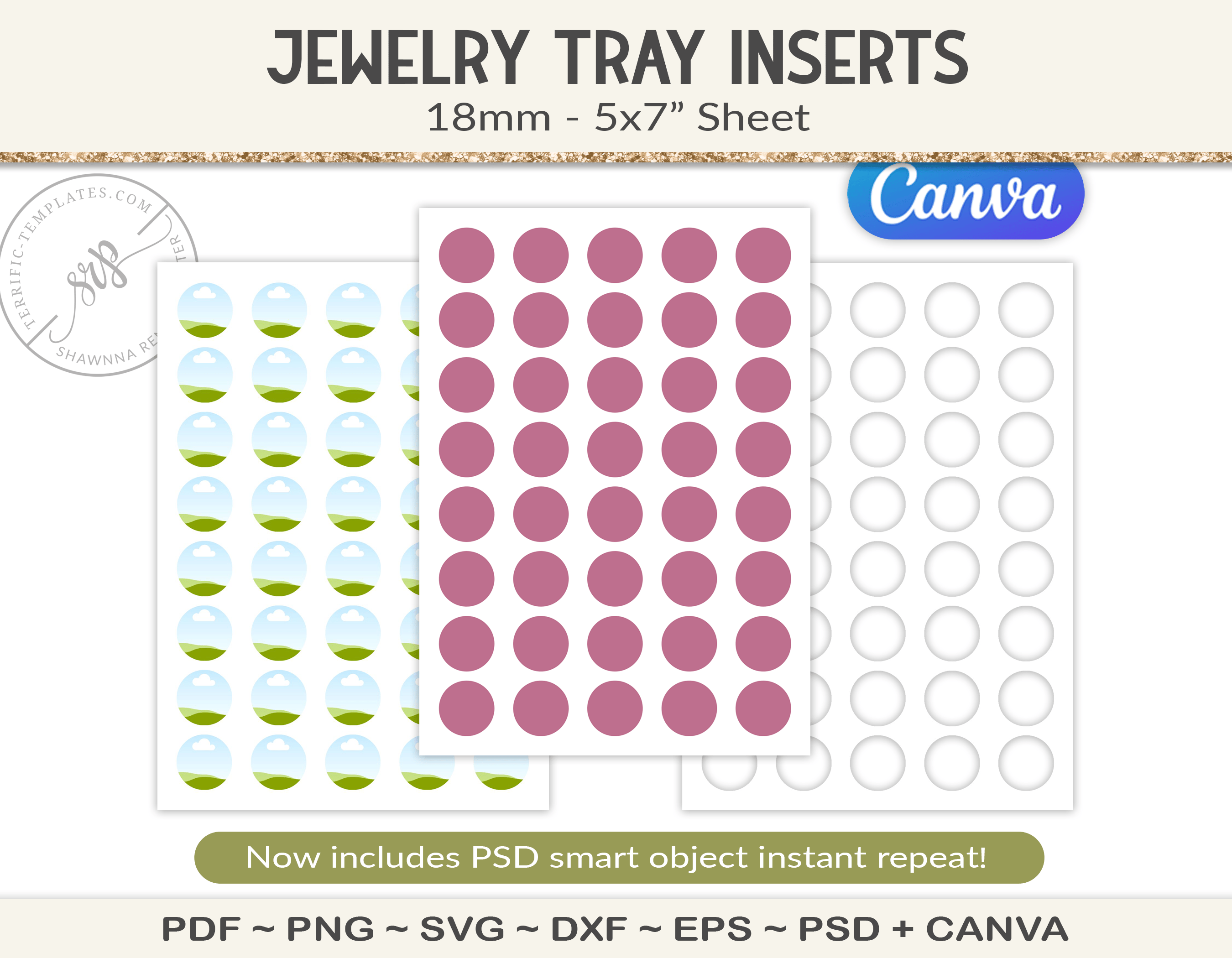 18mm circle jewelry tray insert template (J07) - Payhip