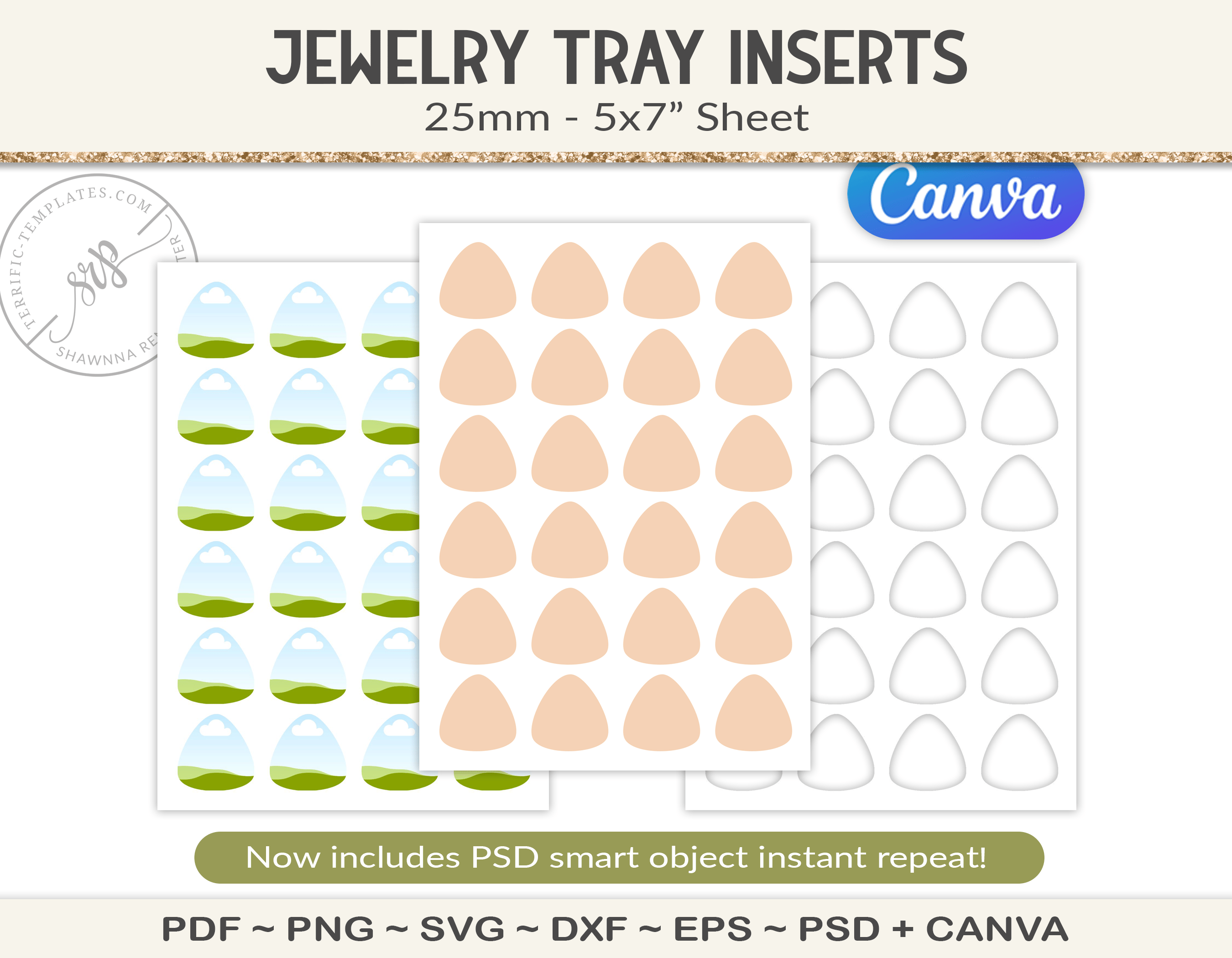 25mm triangle jewelry tray insert template (J43) - Payhip