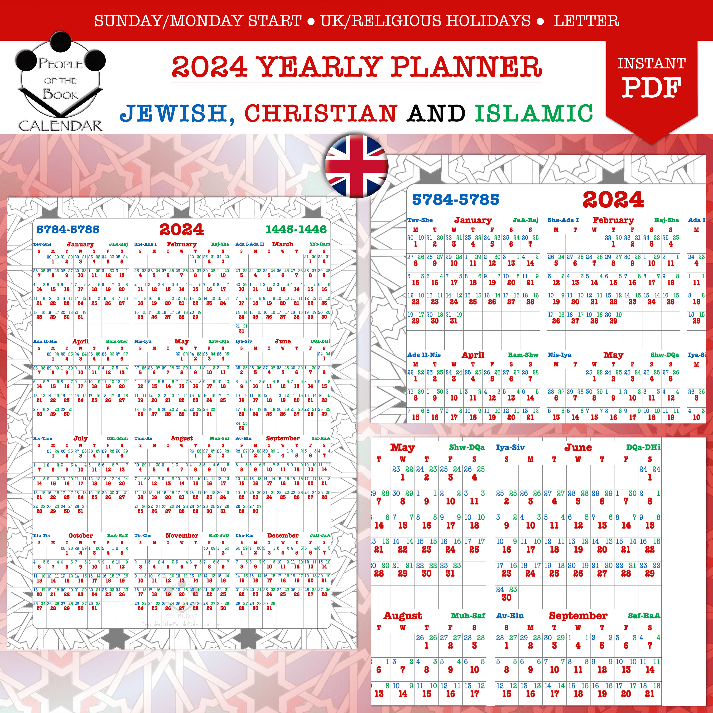 2024 Yearly Planner (UK) - Port LTR - Payhip