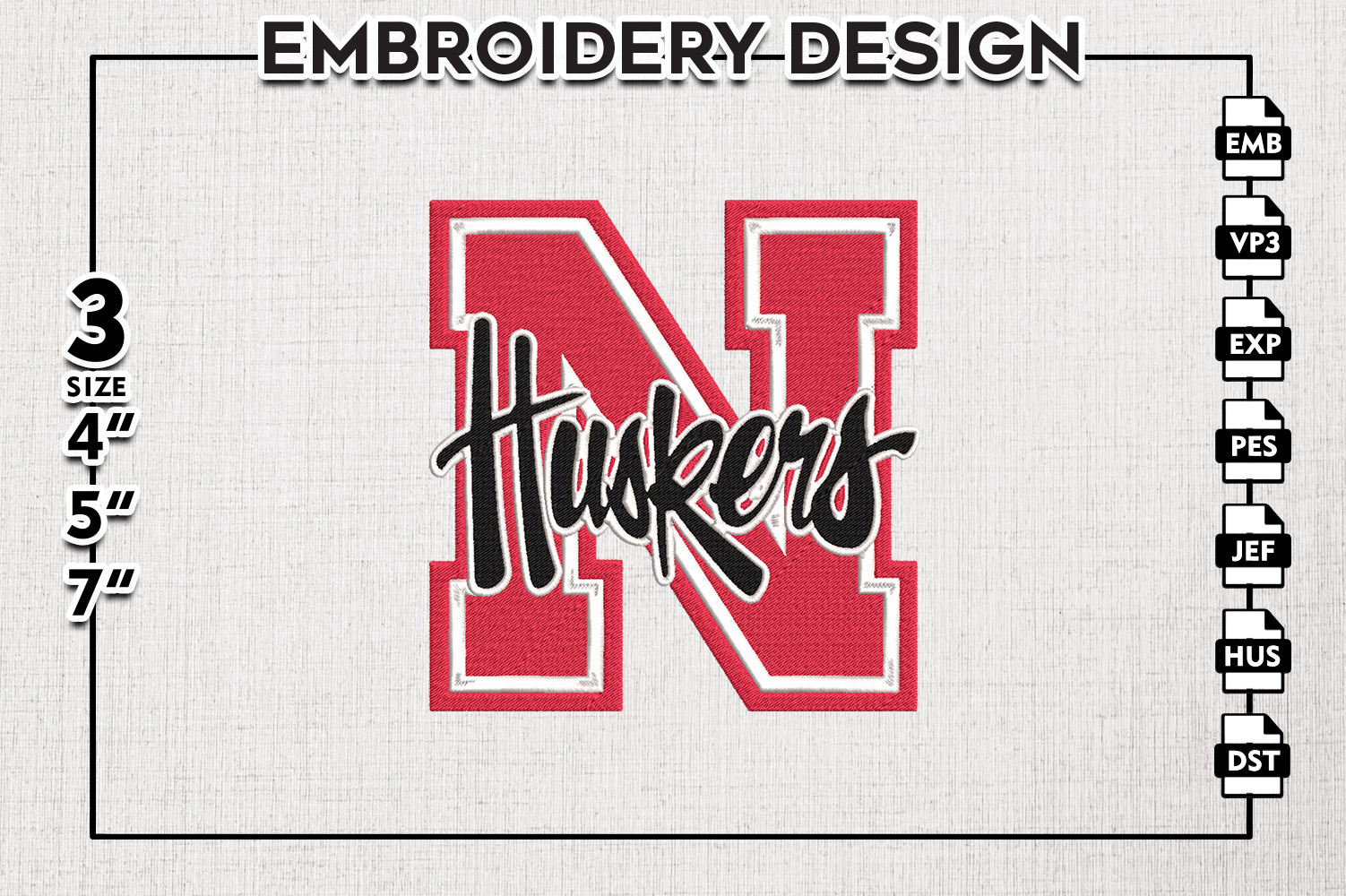 NCAA Nebraska Cornhuskers Team Logo Embroidery files, NCAA Nebraska ...