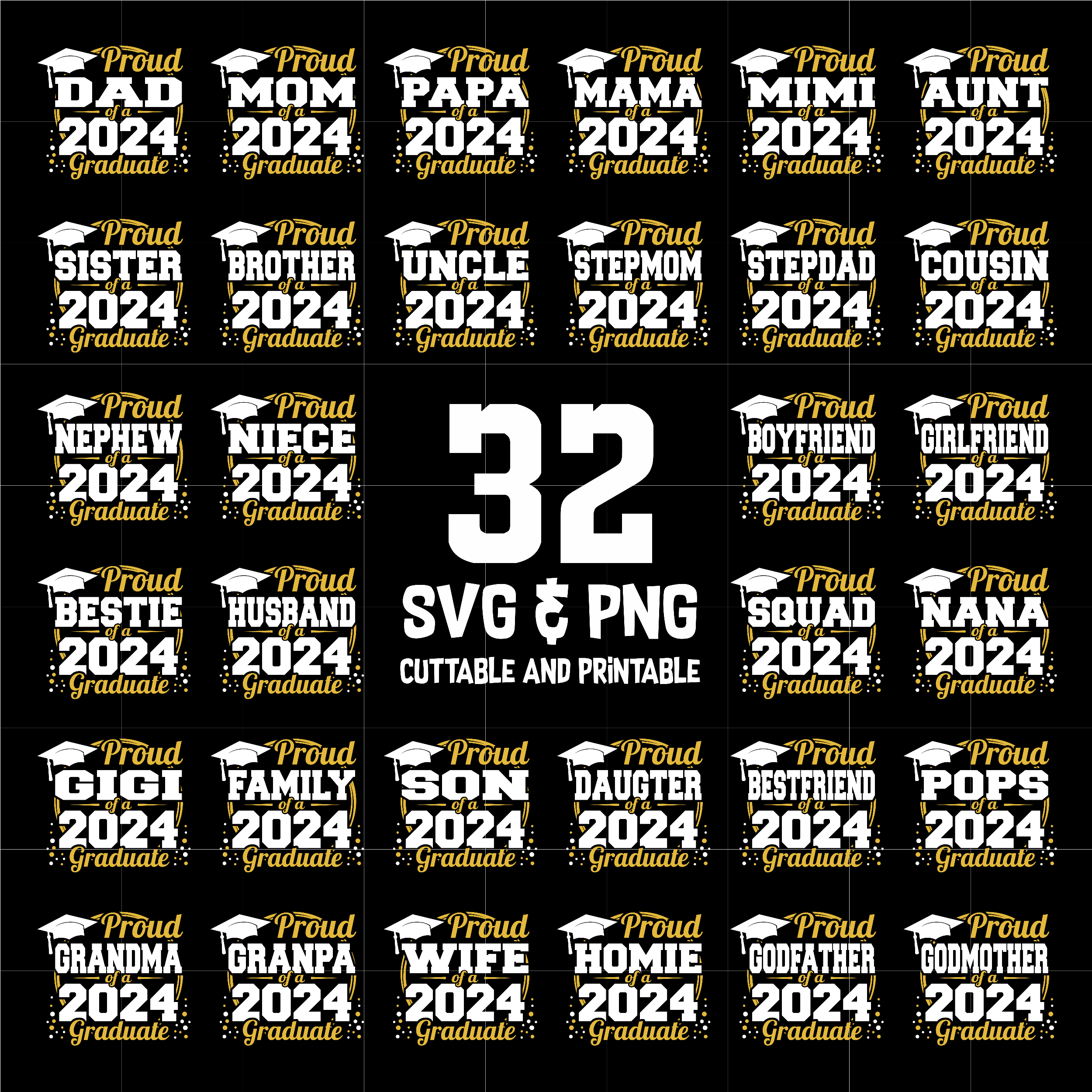 PROUD GRADUATE 2024 BUNDLE, SVG AND PNG, Digital Download