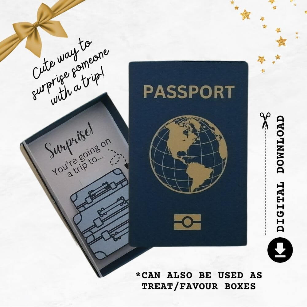 SURPRISE TRIP REVEAL - PASSPORT MATCHBOX CRAFT KIT - Digital Download