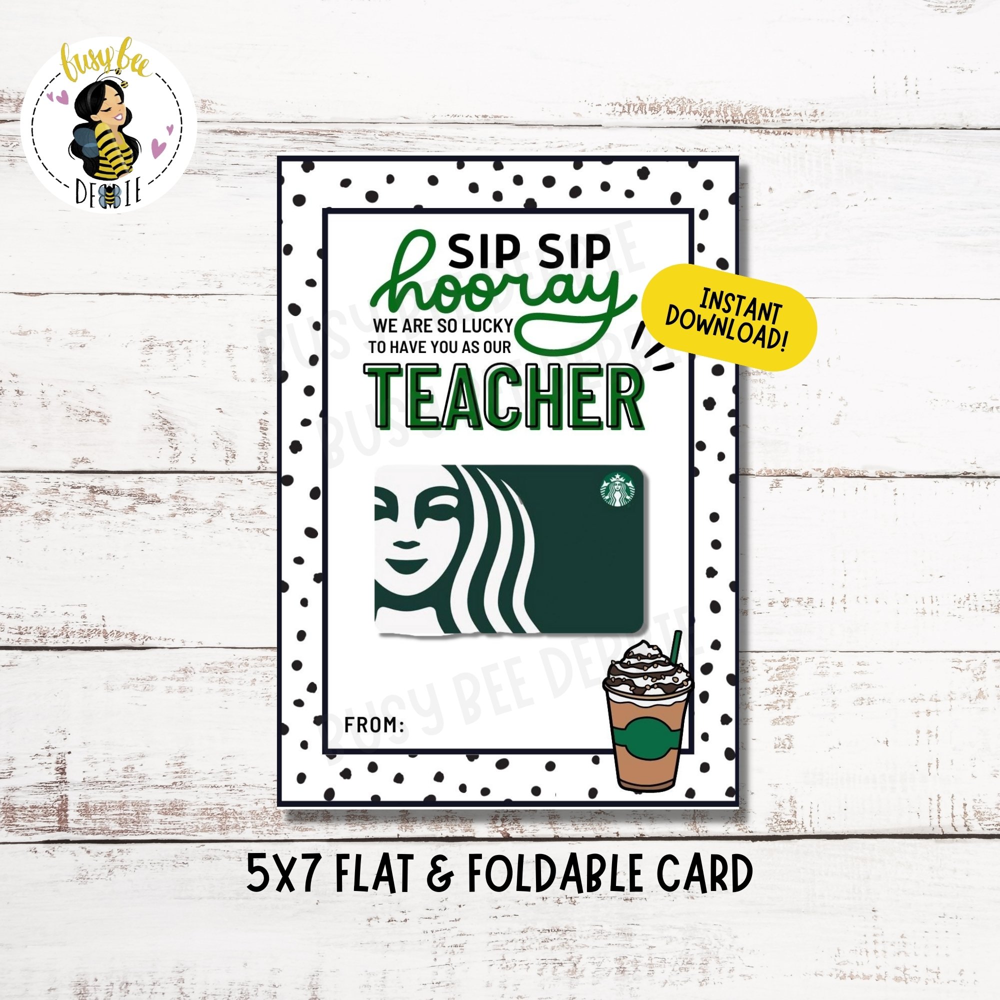 Printable Coffee Gift Card Holder Card | Starbucks Gift Card for ...