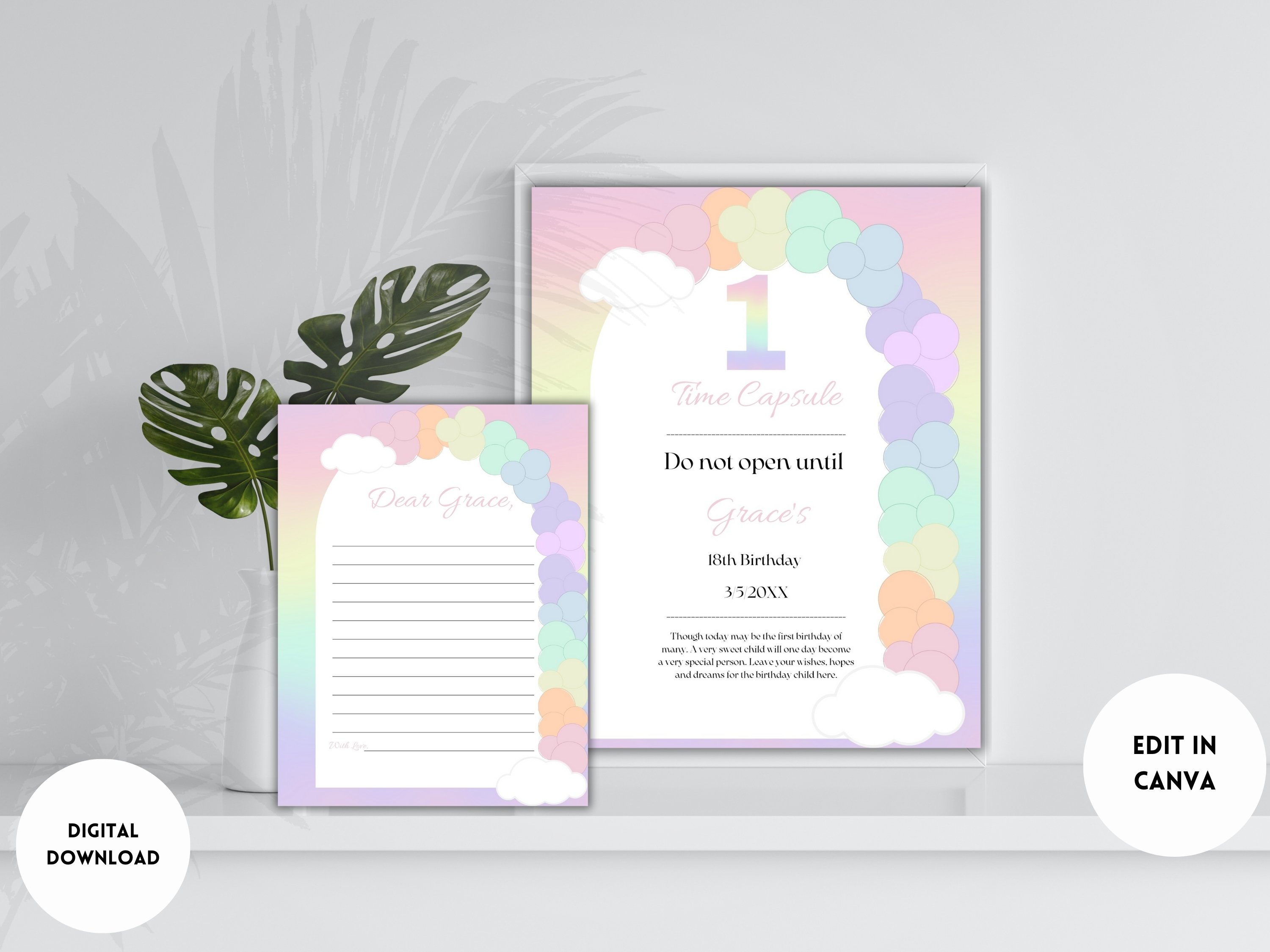 Pastel Time Capsule | Baby's 1st Bday Commemoration | Colorful Sign ...