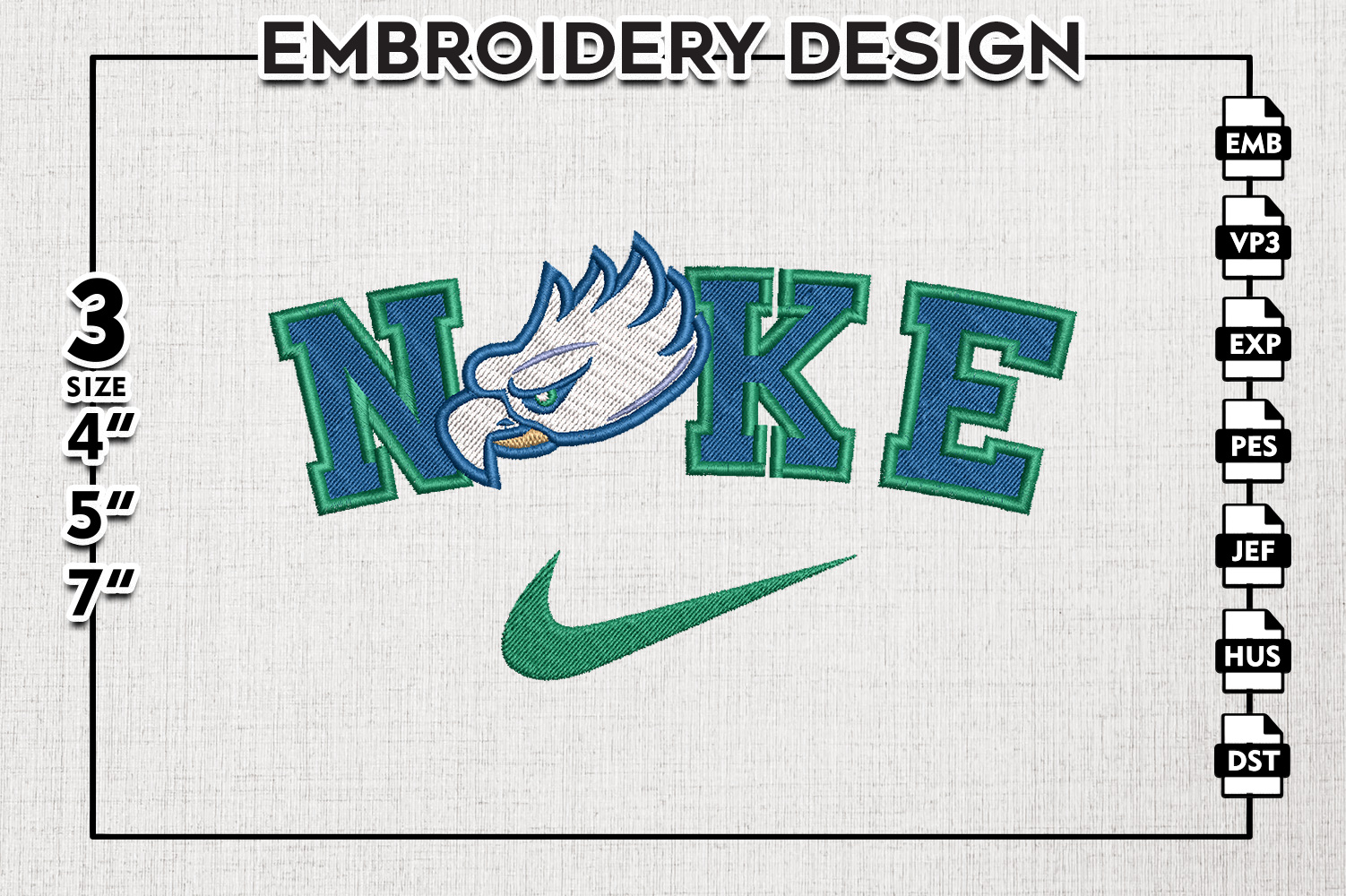 Nik.e Florida Gulf Coast Eagles Mascot Logo Embroidery, Florida Gulf Coast Eagles NCAA ...