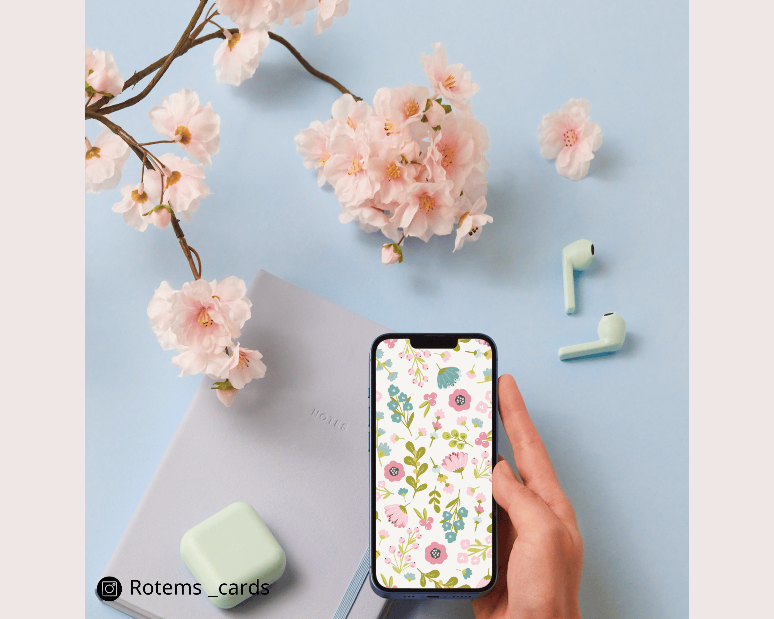 Floral digital wallpaper with white background - Payhip
