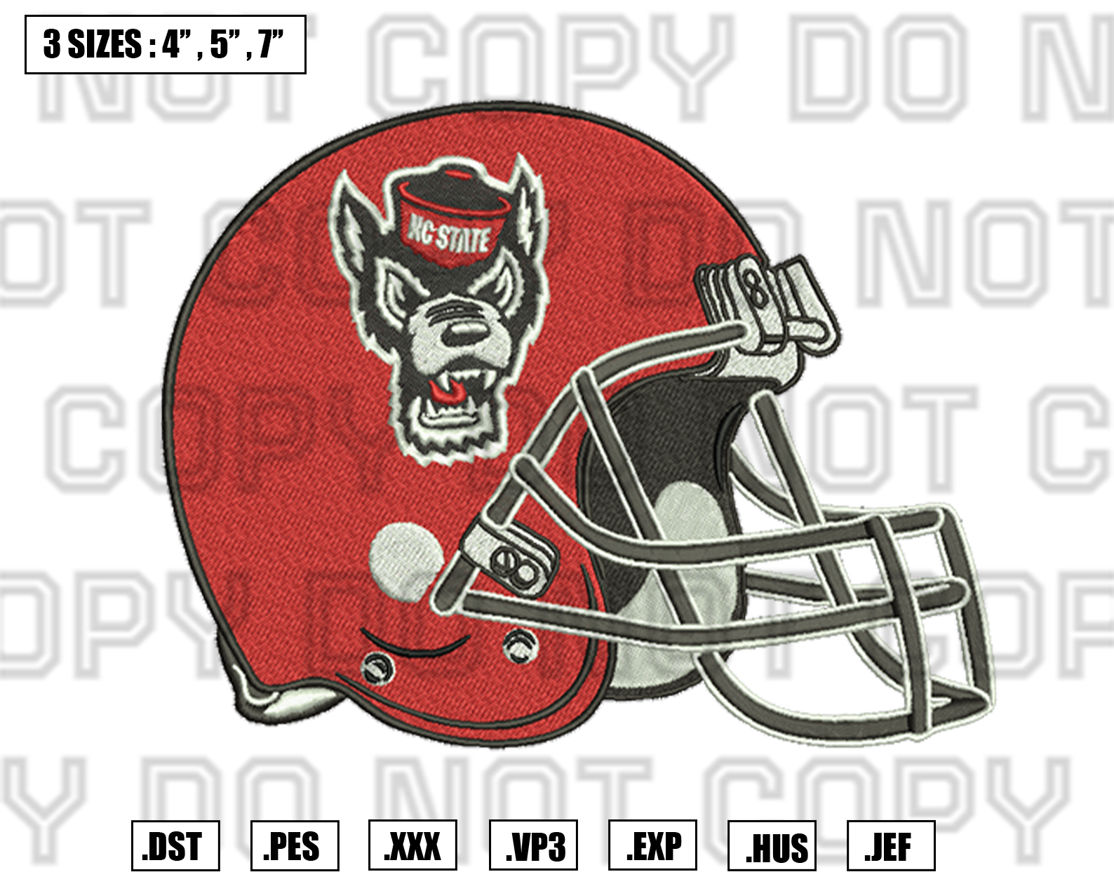 NC State Wolfpack Helmet Embroidery Designs, Machine Embroidery Files ...