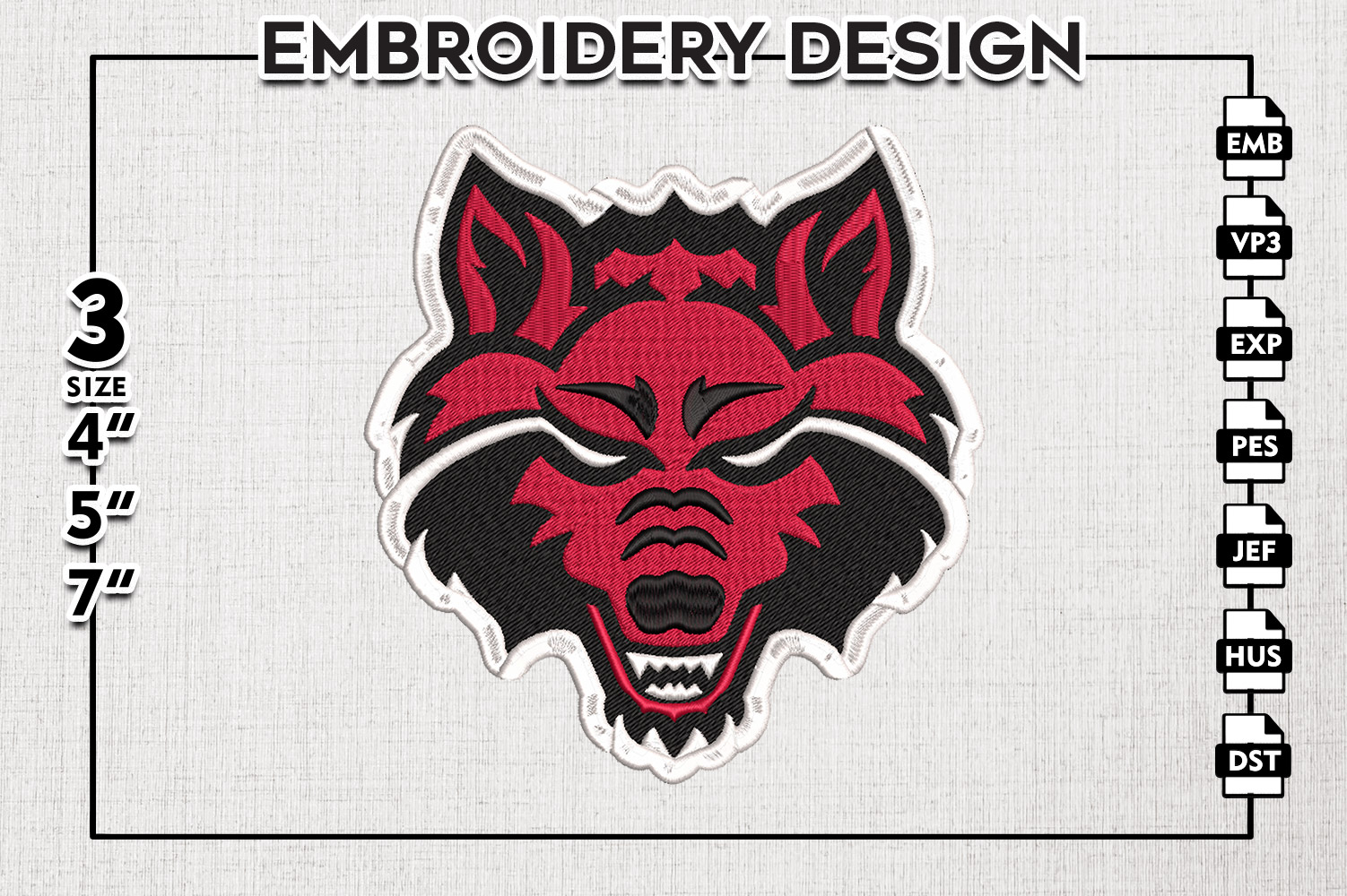 Arkansas State Red Wolves Ncaa Mascot Logo Embroidery, NCAA Arkansas ...