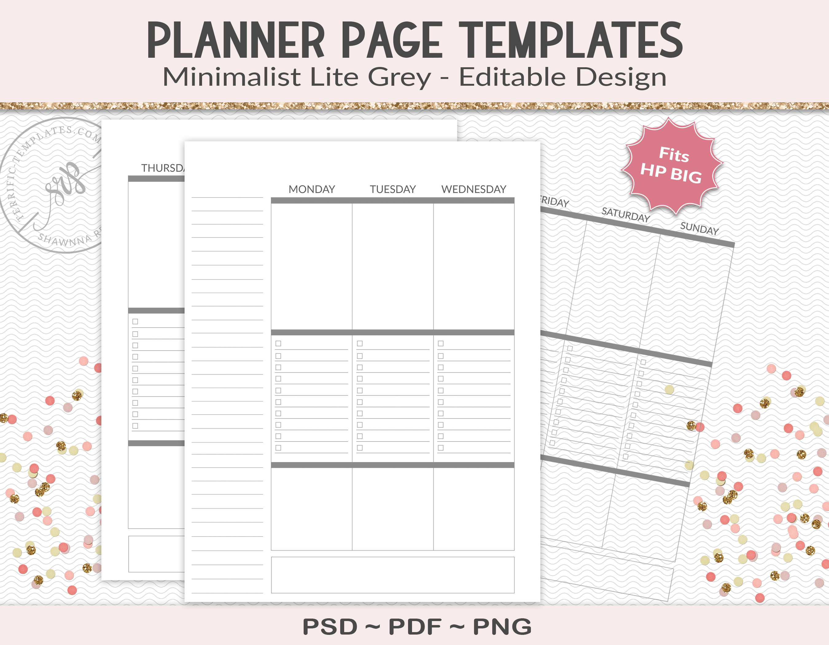 HP Classic 7x9.25" planner page template (HP01) - Payhip