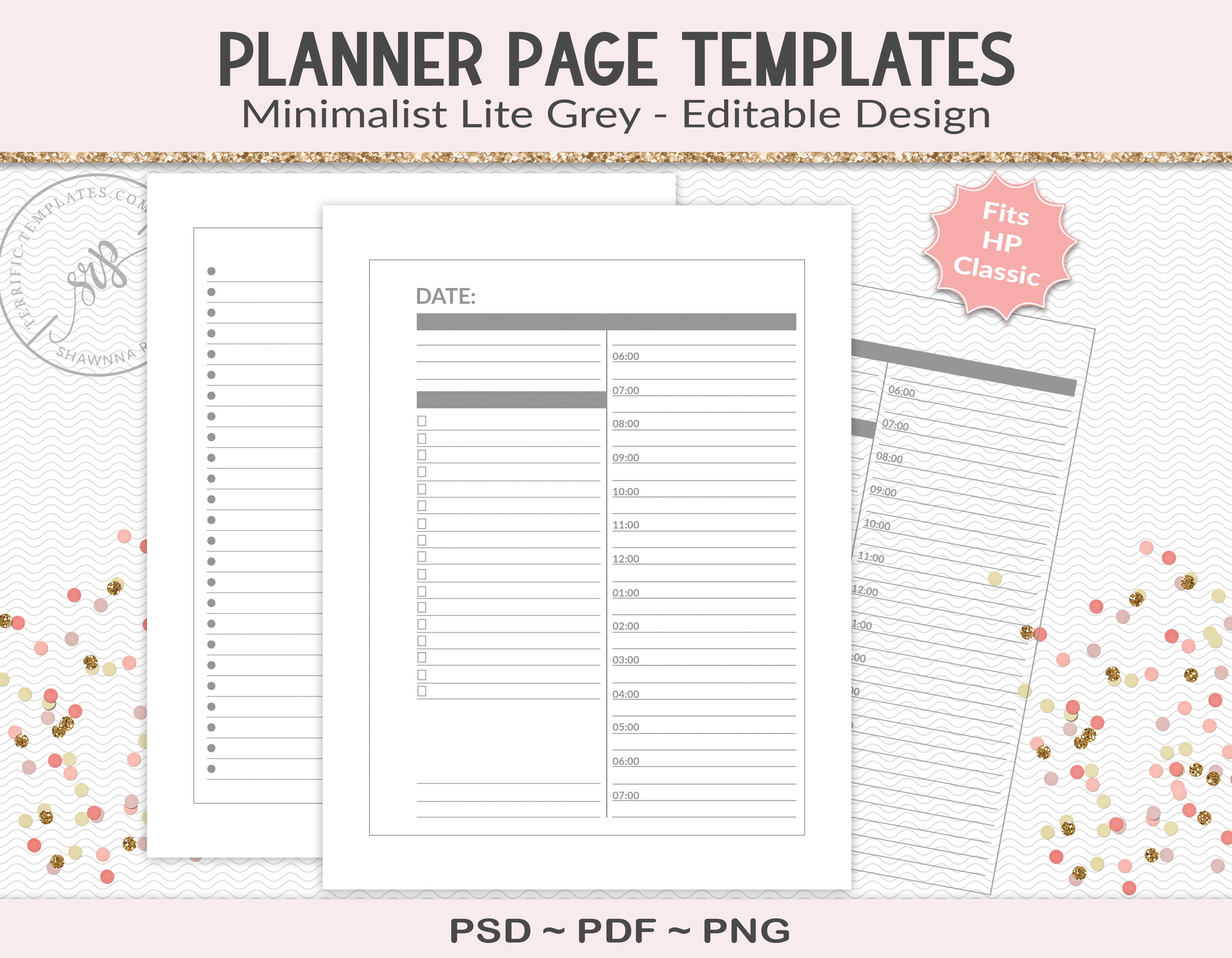 HP Classic 7x9.25" planner page template (HP06) - Payhip